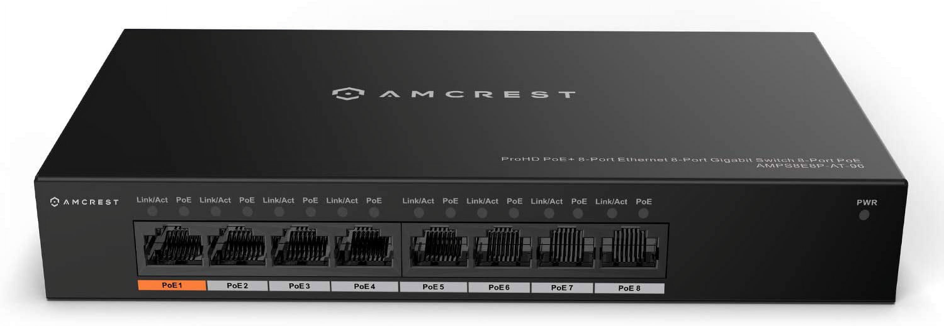 Amcrest 8-Port PoE+ Switch, Compact Desktop Design, 802.3af/at, 96W ...