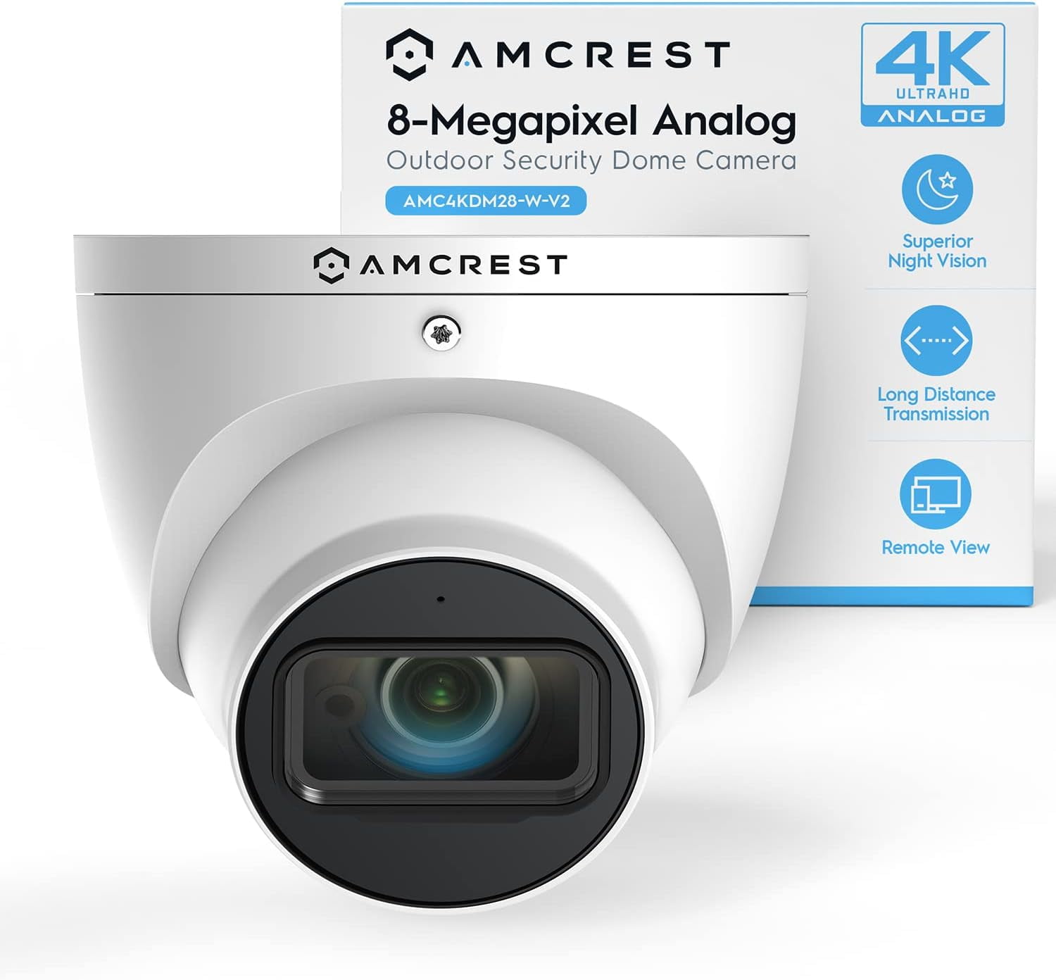Amcrest Analog 4K Outdoor Security Camera, Turret 8MP @20fps CCTV-Coax ...