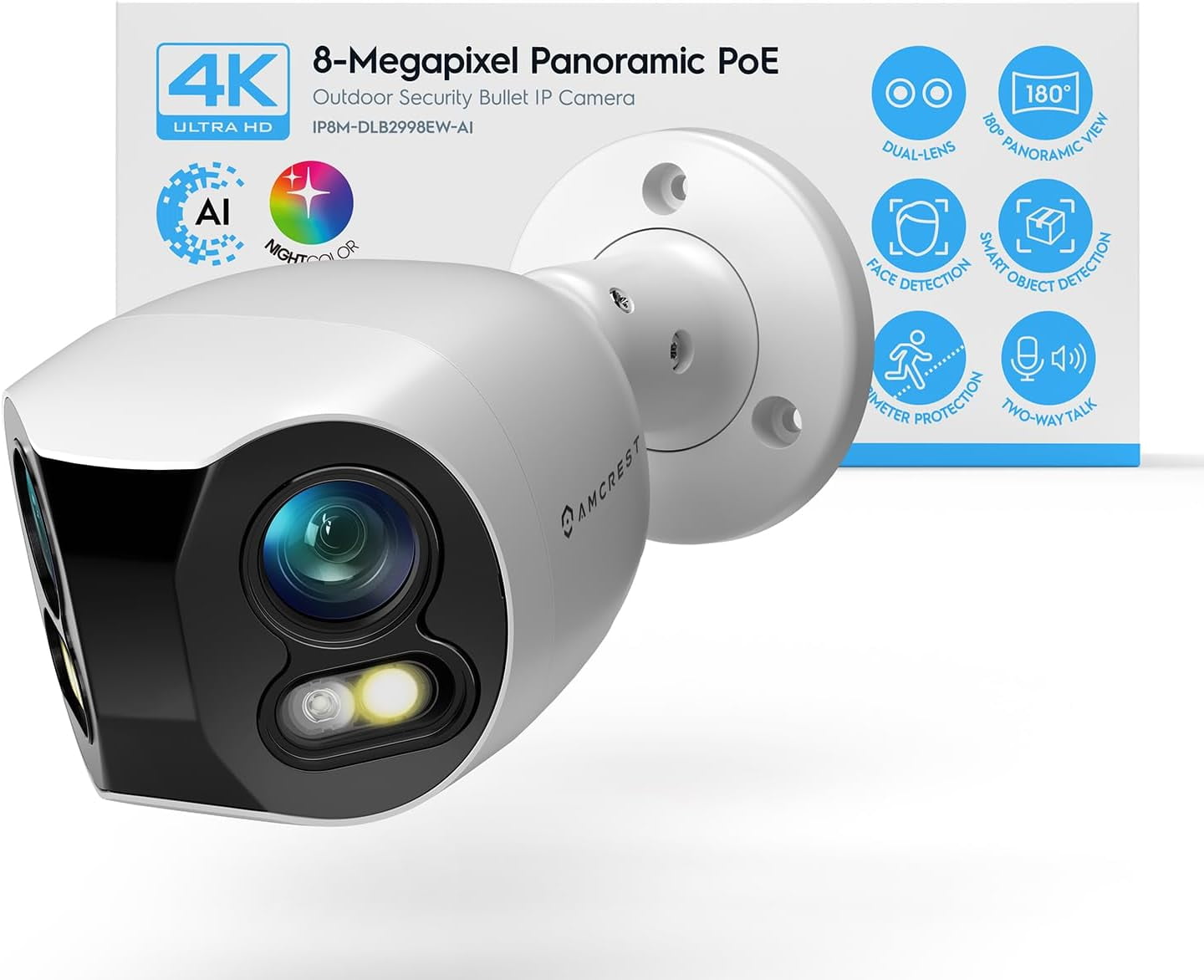Amcrest Dual-Lens 4K (8MP) Outdoor Security POE Camera, 2 x 4K Lenses ...