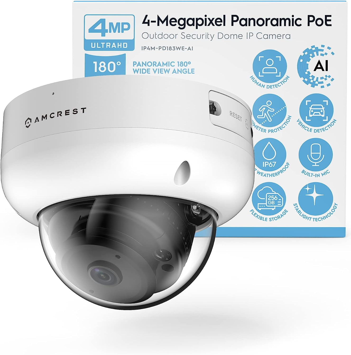 Amcrest Panoramic IP POE Camera, 180° Panoramic 4-Megapixel POE IP Dome ...
