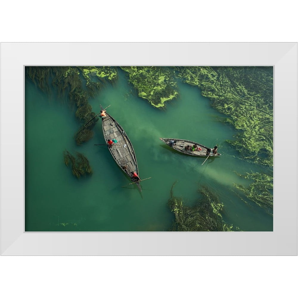 Amdad Hossain, Muhammad 32x23 White Modern Wood Framed Museum Art Print Titled - Crossing The ...