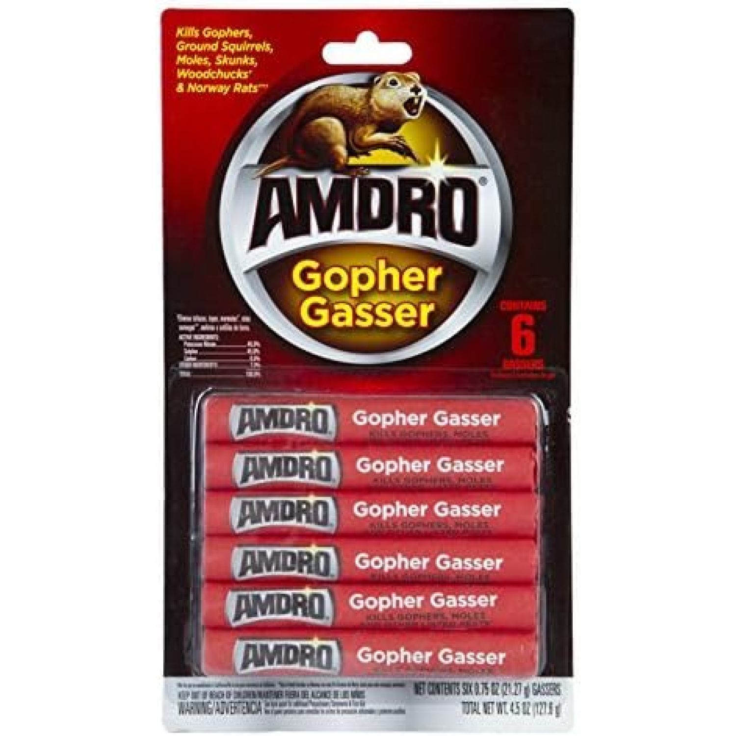 Amdro Gopher Gasser Contains 6 Gassers 0.75oz (2) - Walmart.com