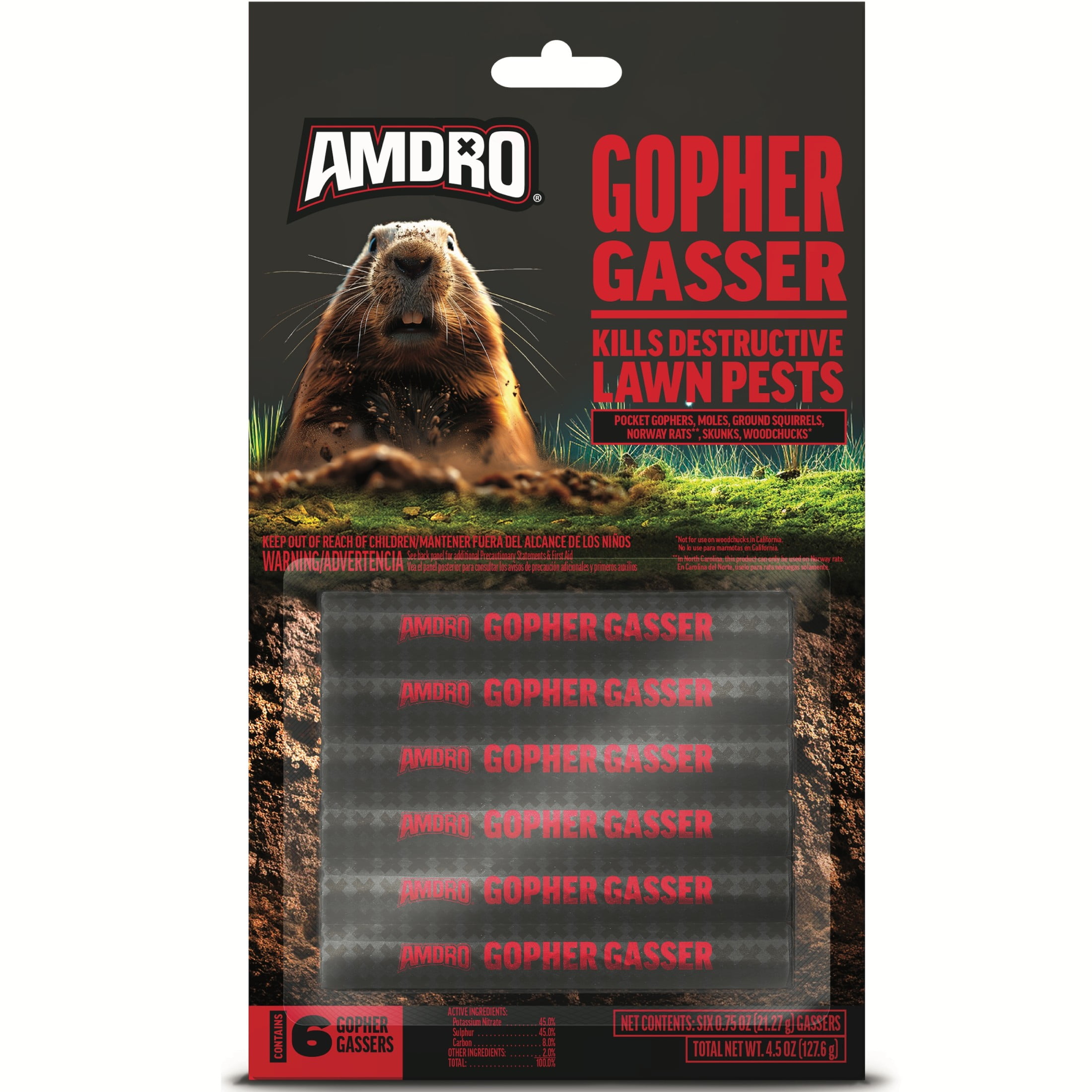 Amdro Gopher Gasser 6 Pk, 0.75oz Outdoor Pest Control Deterrent for ...