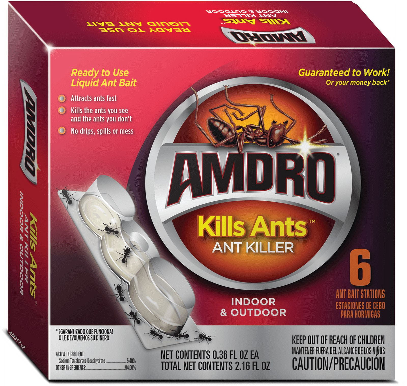 Amdro Kills Ants Liquid Ant Killer Bait Stations, 6pk - Walmart.com