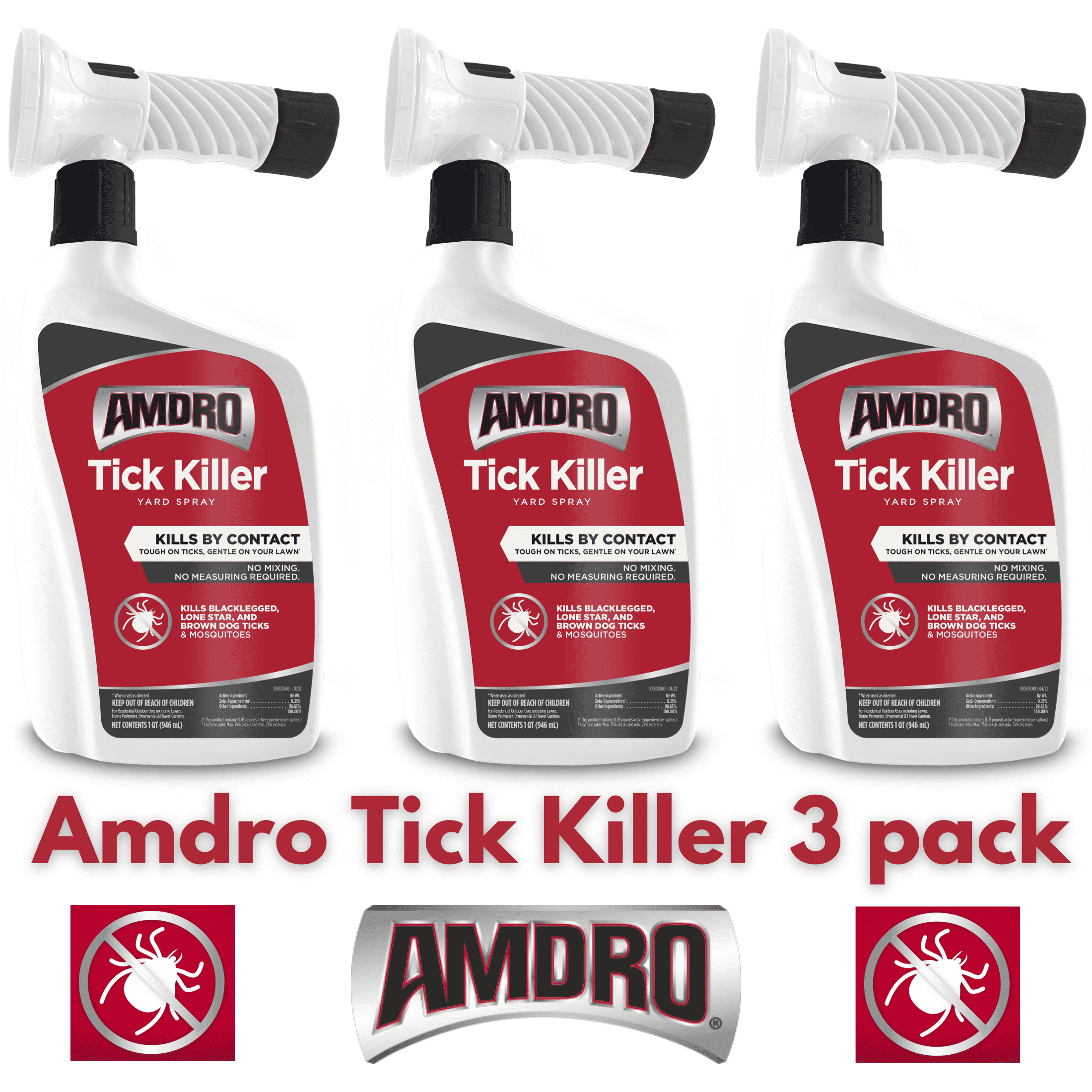 Amdro Tick Killer Yard Spray, Kills Ticks Fleas Mosquitoes, 32 oz 3 ...