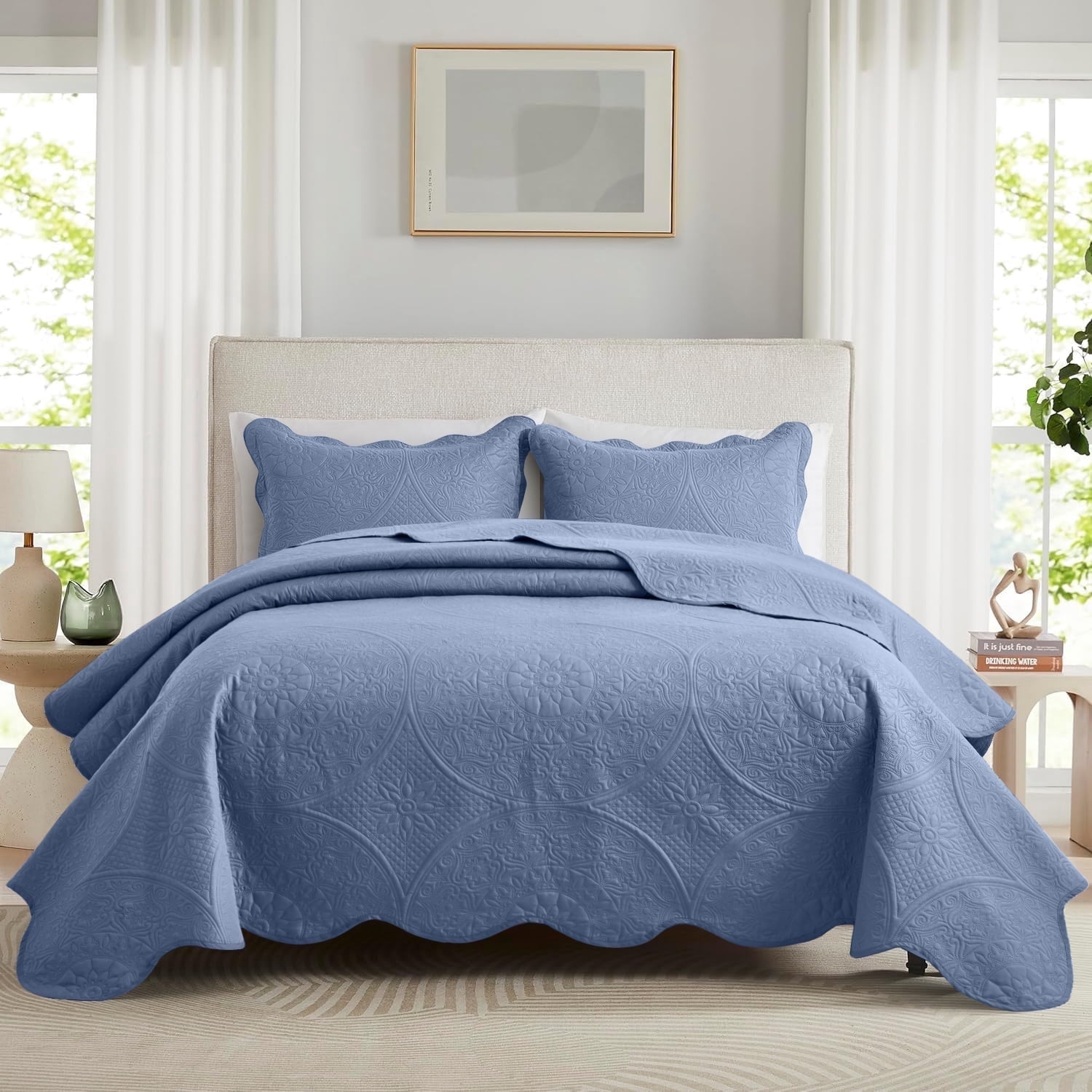 Ameha 2 Piece Reversible Quilt Set Ultra Soft Floral Coverlet ...
