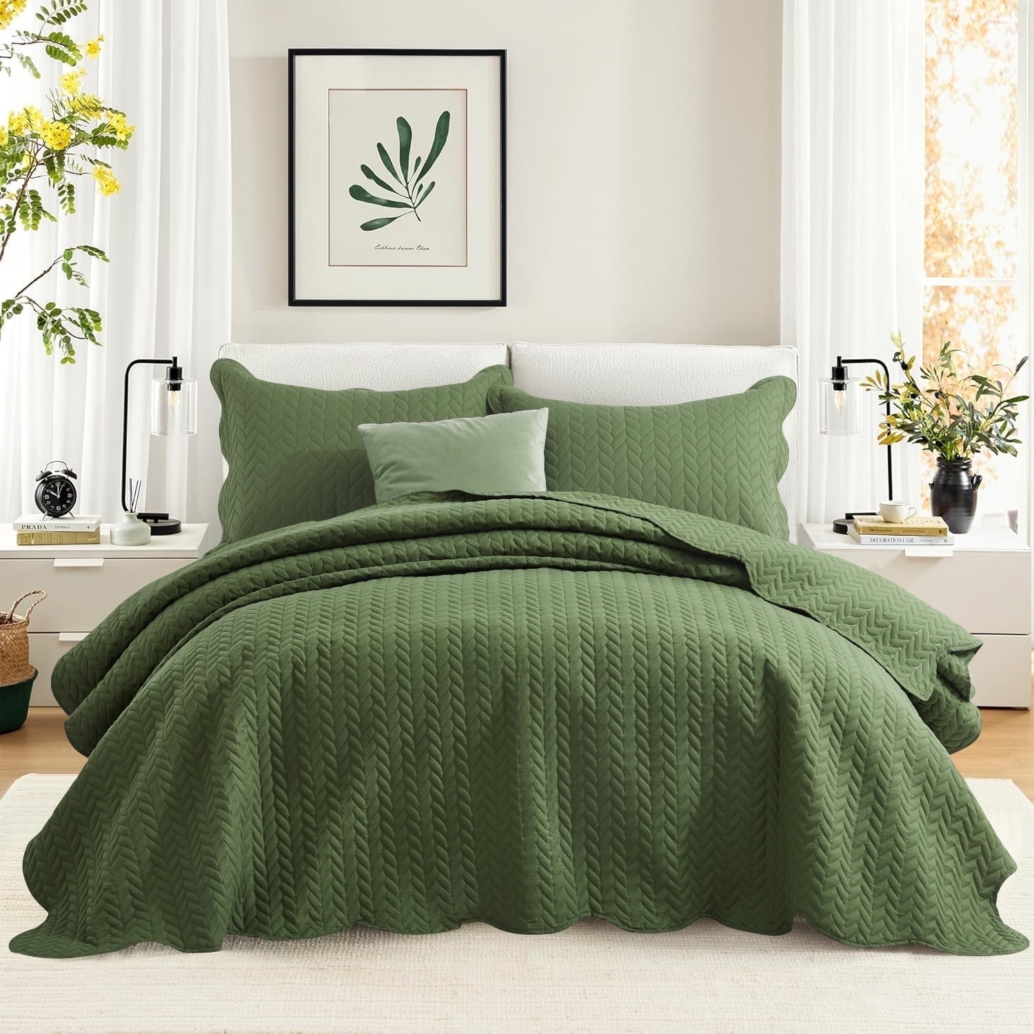 Ameha 3 Piece Quilt Set Chevron Embossed Bedspread Reversible Ultrasoft ...