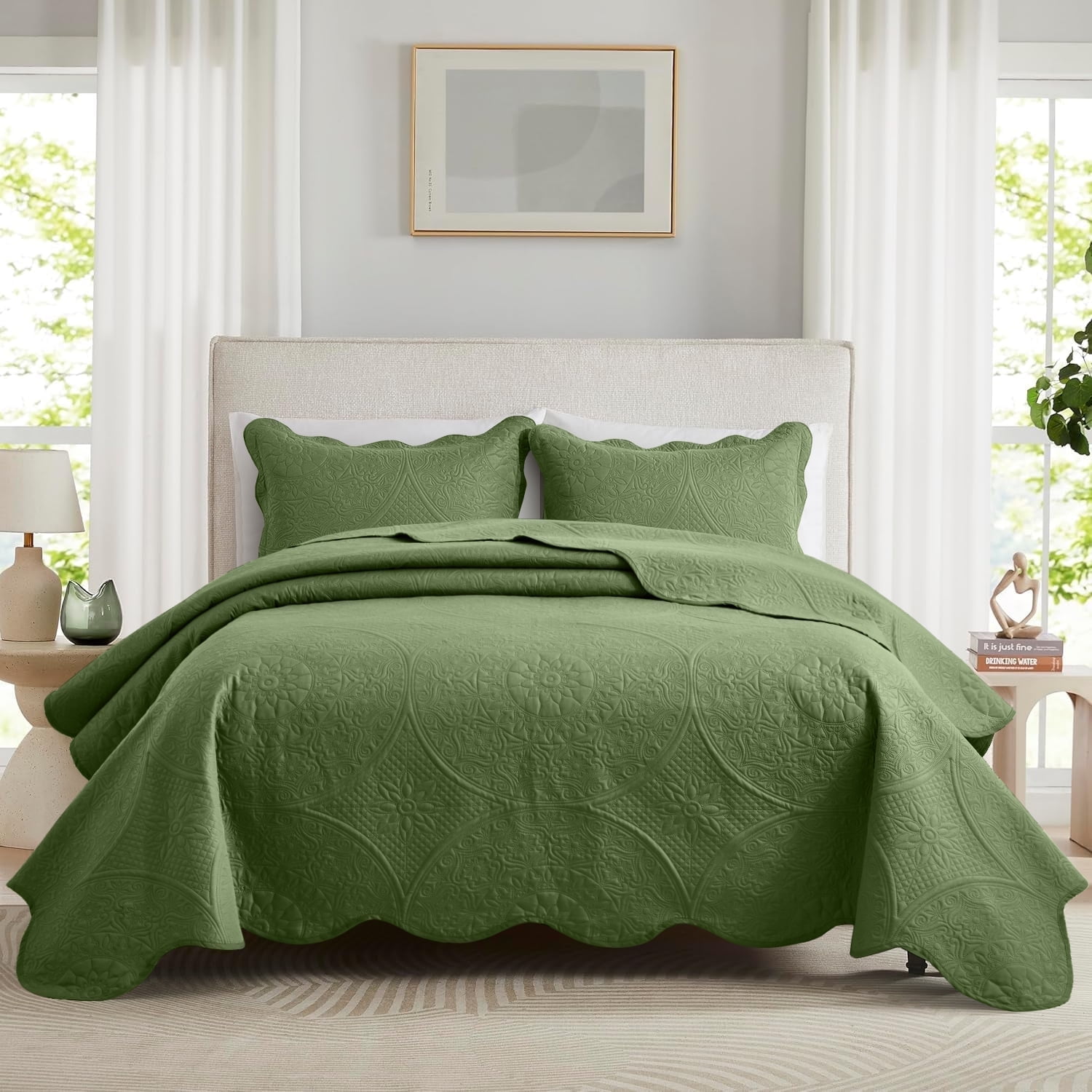Ameha 3 Piece Reversible Quilt Set Ultra Soft Floral Coverlet ...