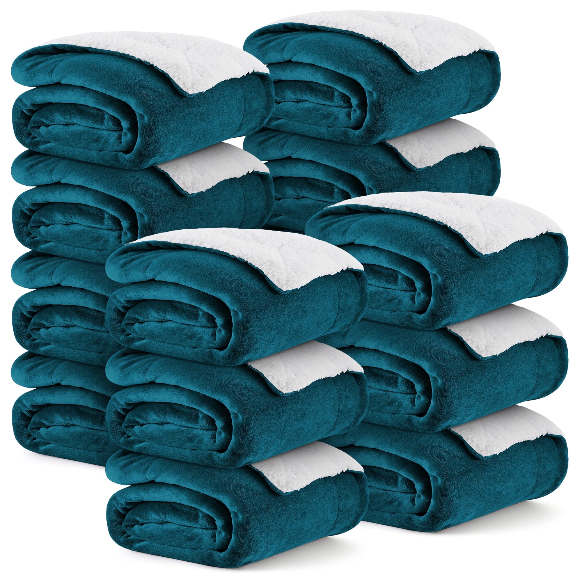 Ameha Bulk Sherpa Fleece Blankets 18-Pack Throw Size Plush Soft Warm ...