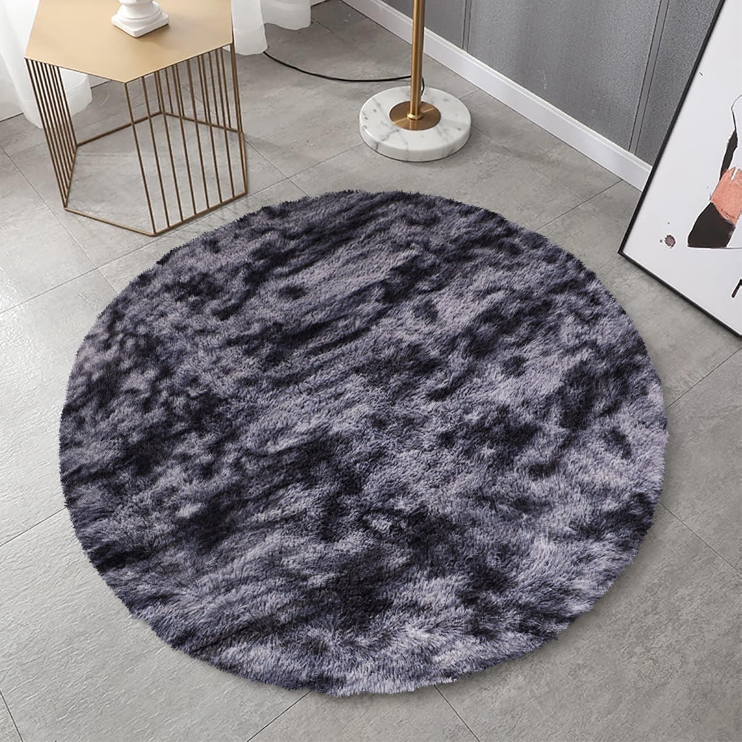 Ameha Shaggy Rug 4x4ft Super Soft Fluffy Round Area Rugs Non-Slip ...