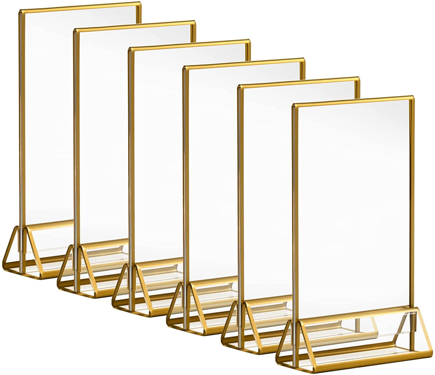 Ameitech 6 Pack Gold Border Acrylic Photo Tabletop Holder, 5x7 Double ...