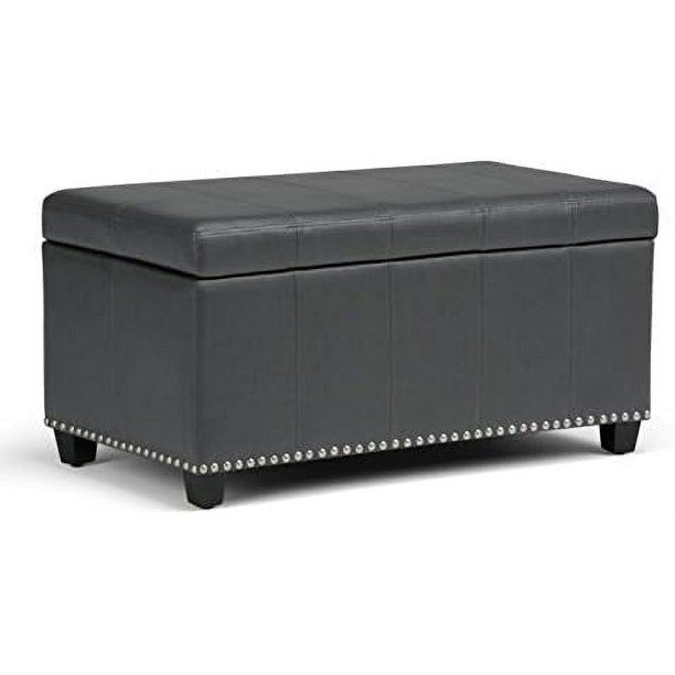 Amelia 34 Inch Wide Rectangle Lift Top Storage Ottoman Bench In