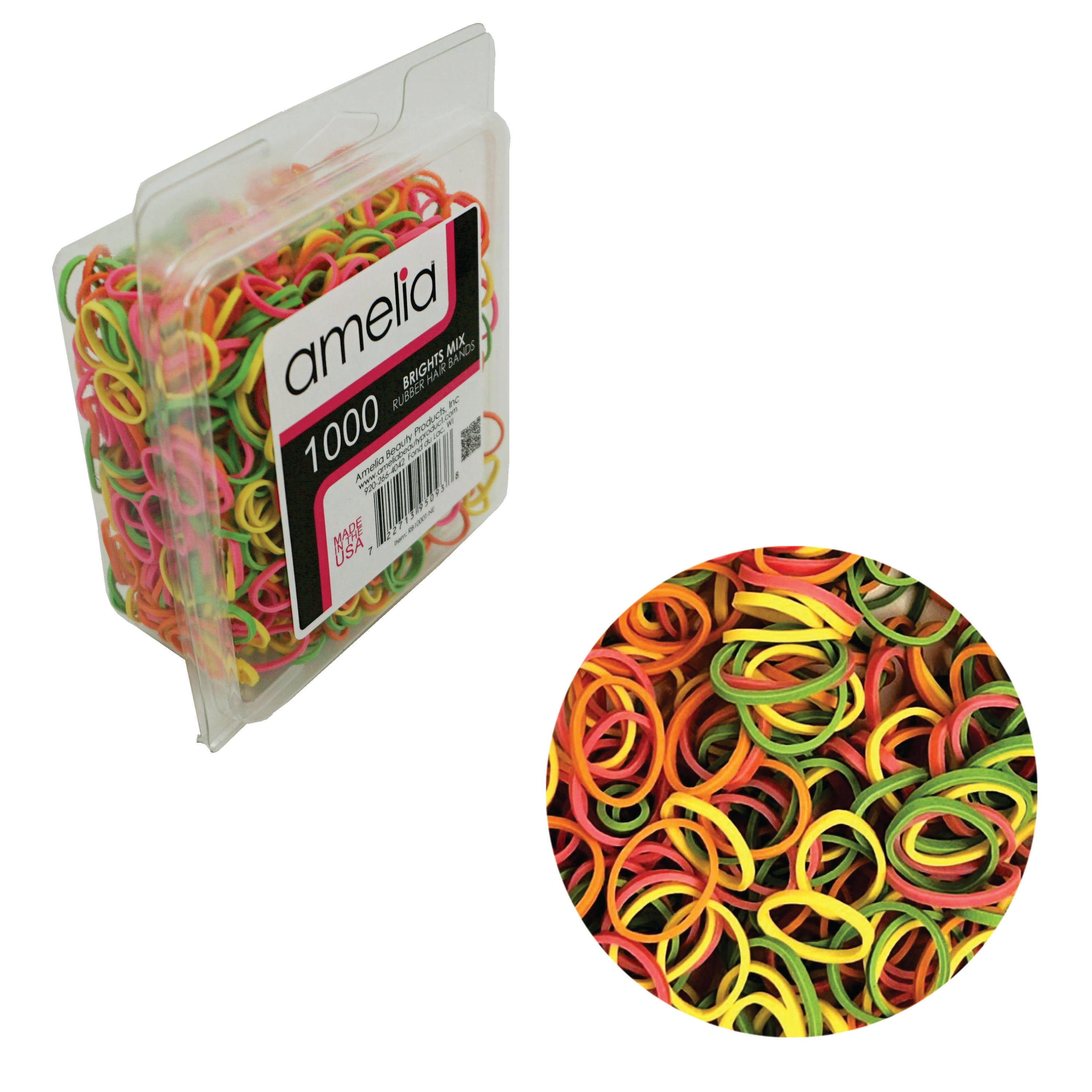 Amelia Beauty | 1/2in, Brights Mix, Elastic Rubber Band Pony Tail ...