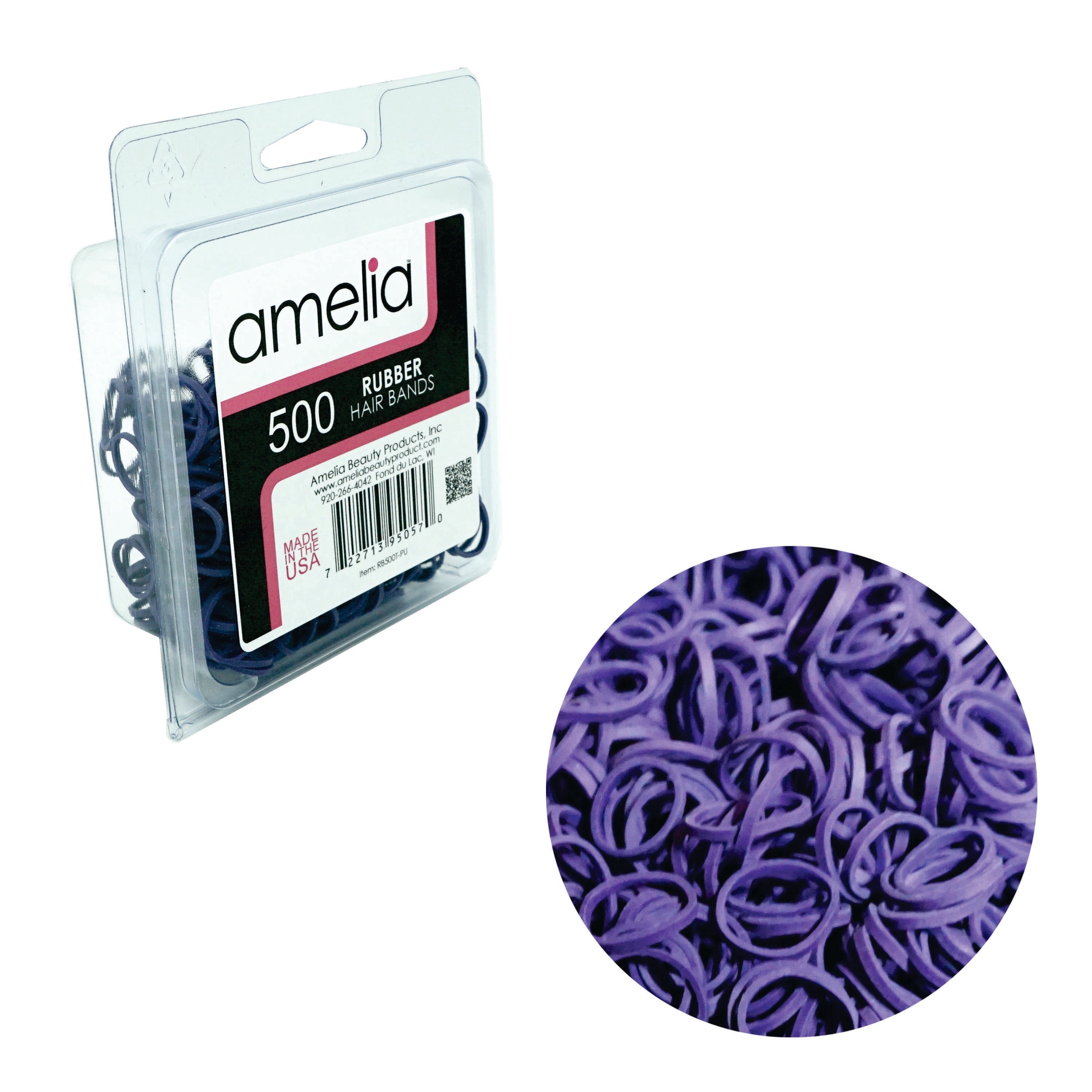 Amelia Beauty | 1/2in, Purple Elastic Rubber Bands | 500 Pack, Made in ...