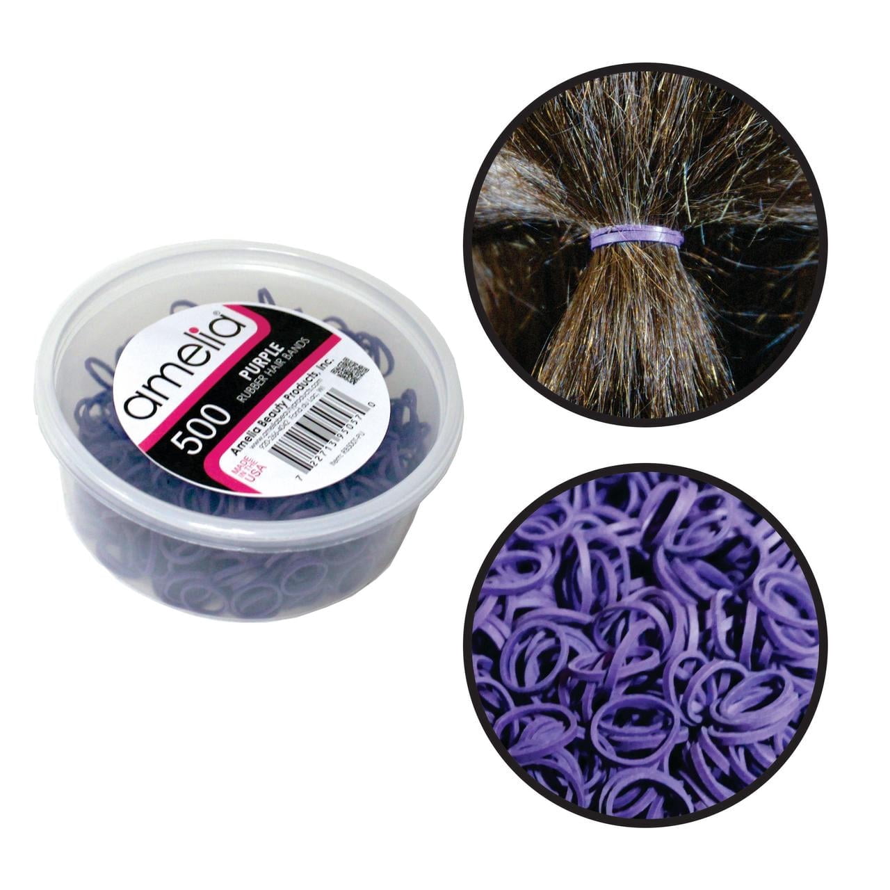 Amelia Beauty | 1/2in, Purple Elastic Rubber Bands | 500 Pack, Made in ...