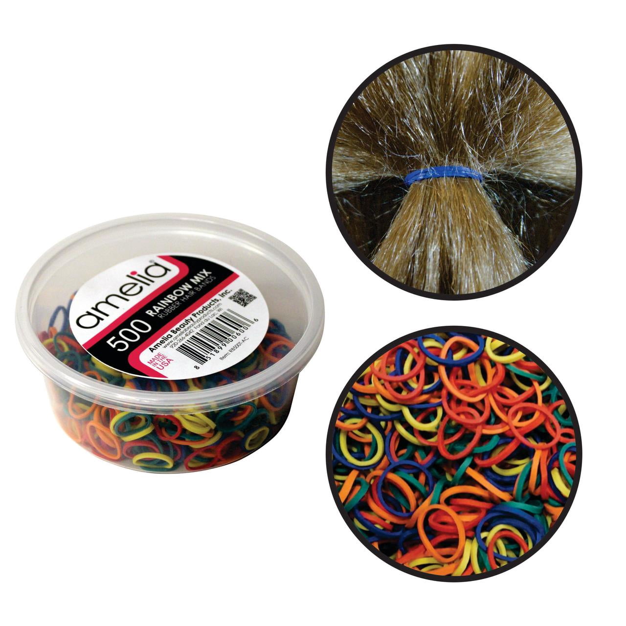 Amelia Beauty | 1/2in, Rainbow Mix, Elastic Rubber Band Pony Tail ...