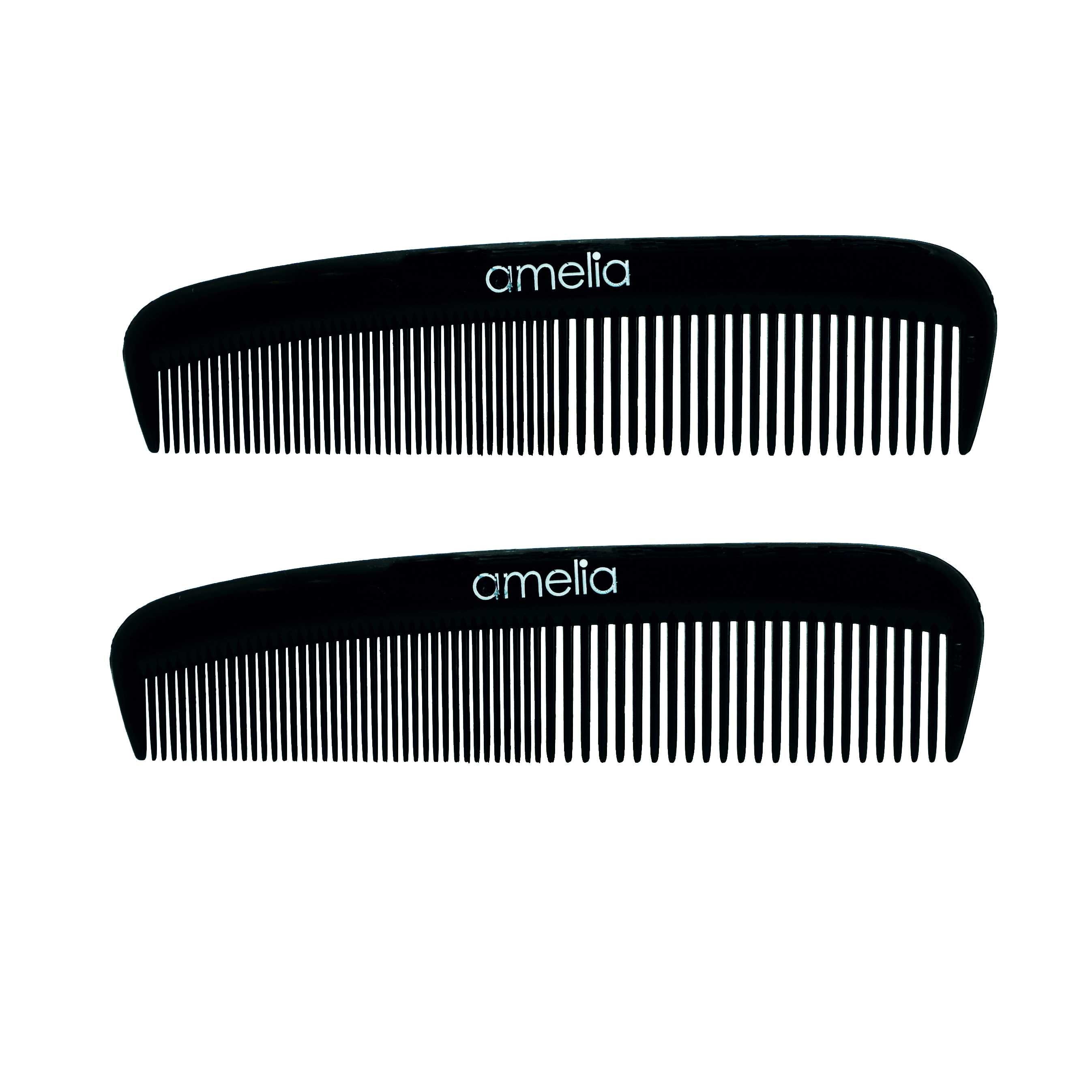 Amelia Beauty, 5in Black Plastic Pocket Comb, Made in USA, Professional ...