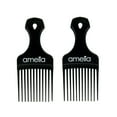 Amelia Beauty 7in Black Wide Tooth Pick Comb, Professional Grade ...