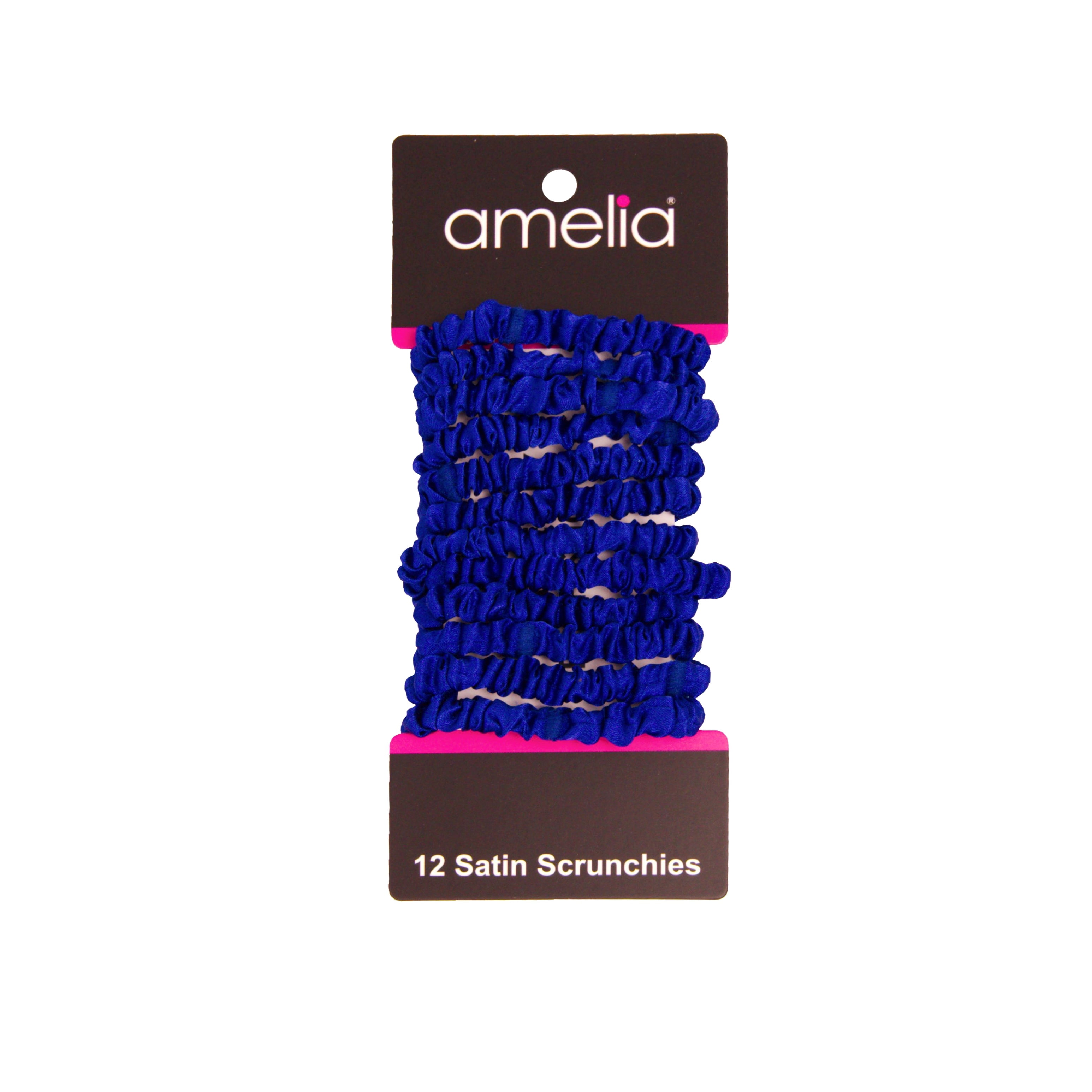 Amelia Beauty, Blue Skinny Satin Scrunchies, 2in Diameter, Gentle and ...