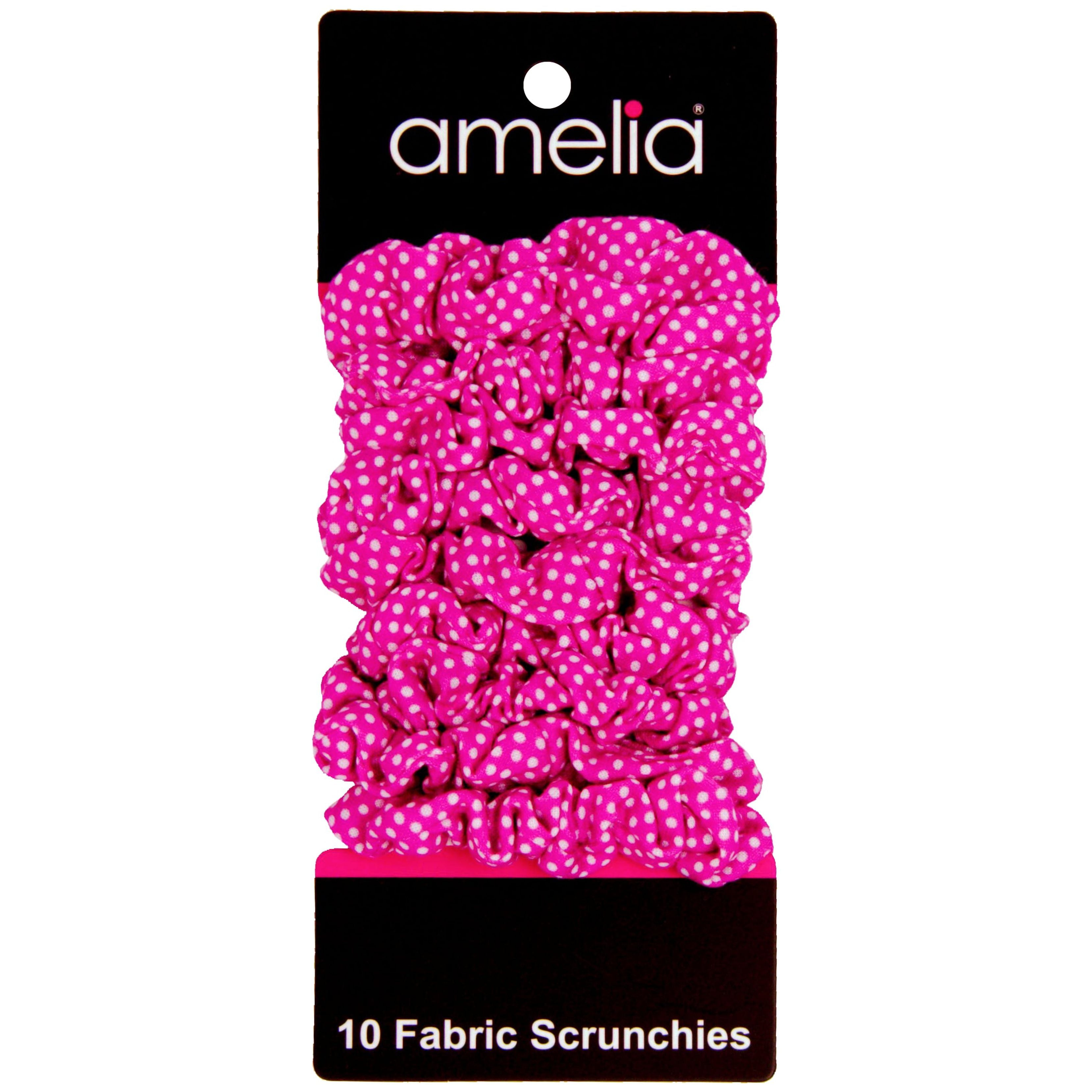 Amelia Beauty, Medium Pink with White Polka Dot Jersey Scrunchies, 2 ...