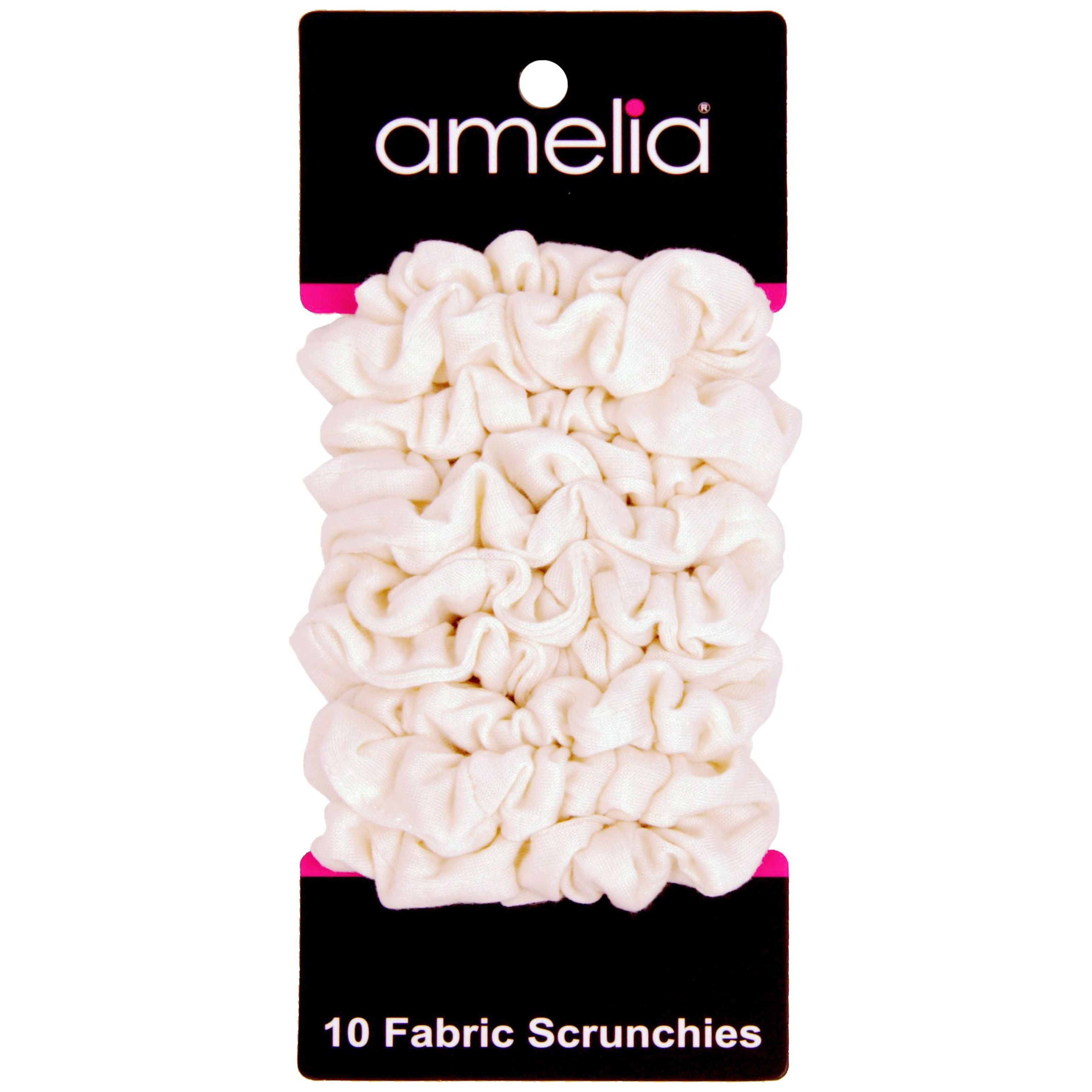 Amelia Beauty, Medium White Jersey Scrunchies, 2.5in Diameter, Gentle ...