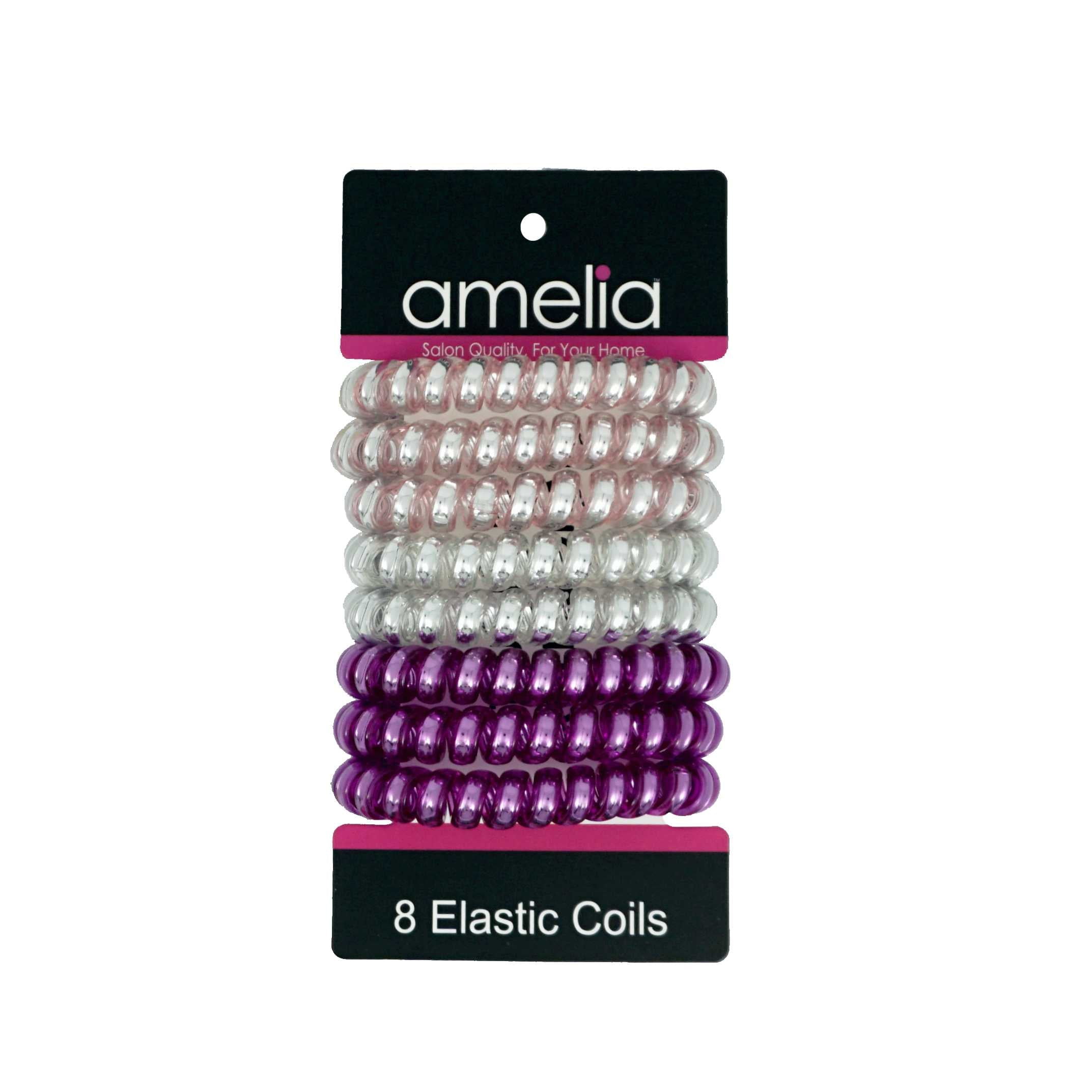 Amelia Beauty Products 8 Large Smooth Shiny Center Elastic Hair Coils ...