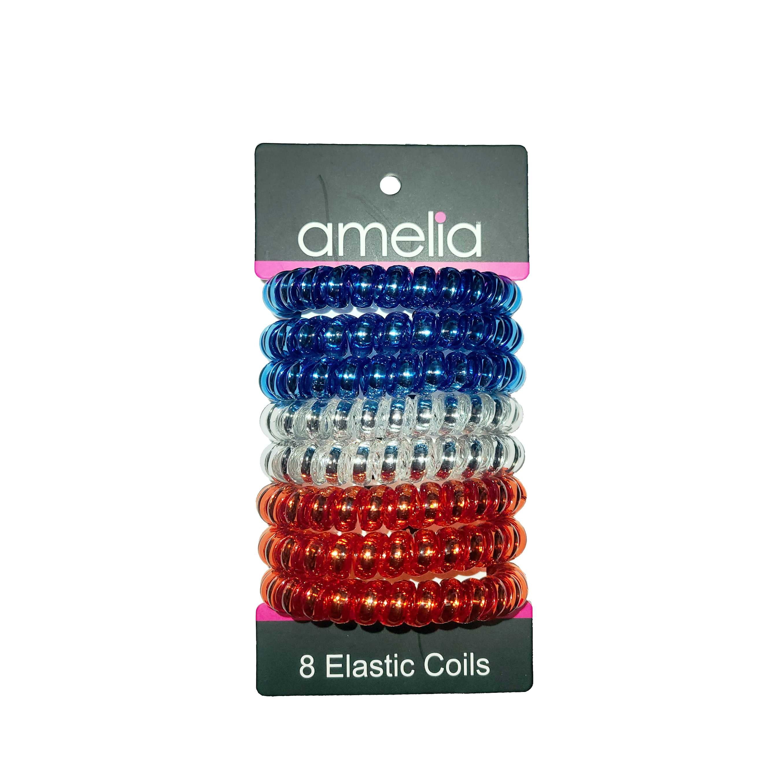 Amelia Beauty Products 8 Large Smooth Shiny Center Elastic Hair Coils ...