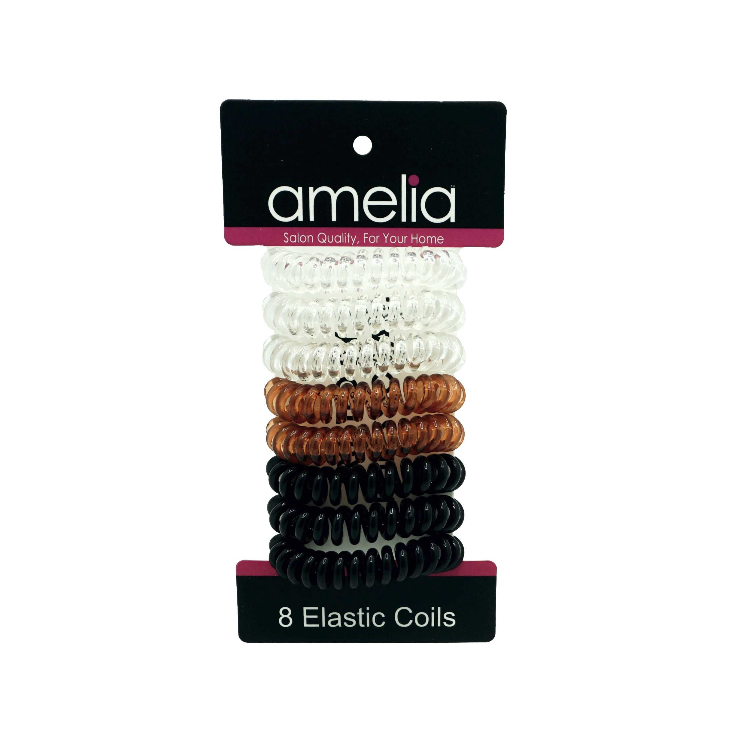Amelia Beauty Products 8 Small Elastic Hair Coils, 1.5in Diameter Thick ...