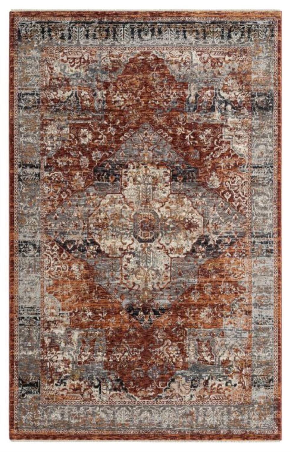 Amelia Collection Charcoal And Rust Peach 3' X 12' Runner Rugs AM01312 ...