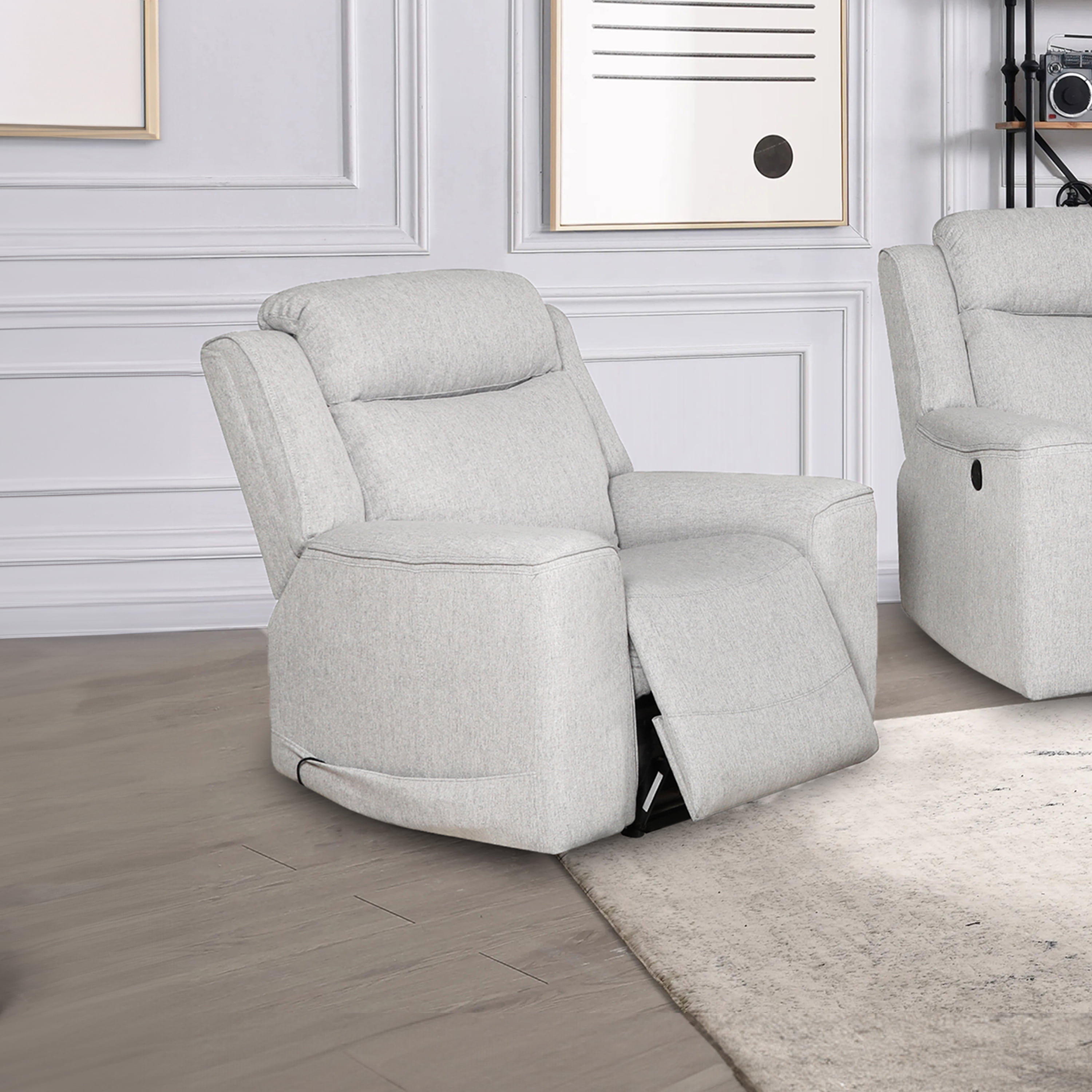 Amelia Collection Contemporary Upholstered Recliner Chair, White ...