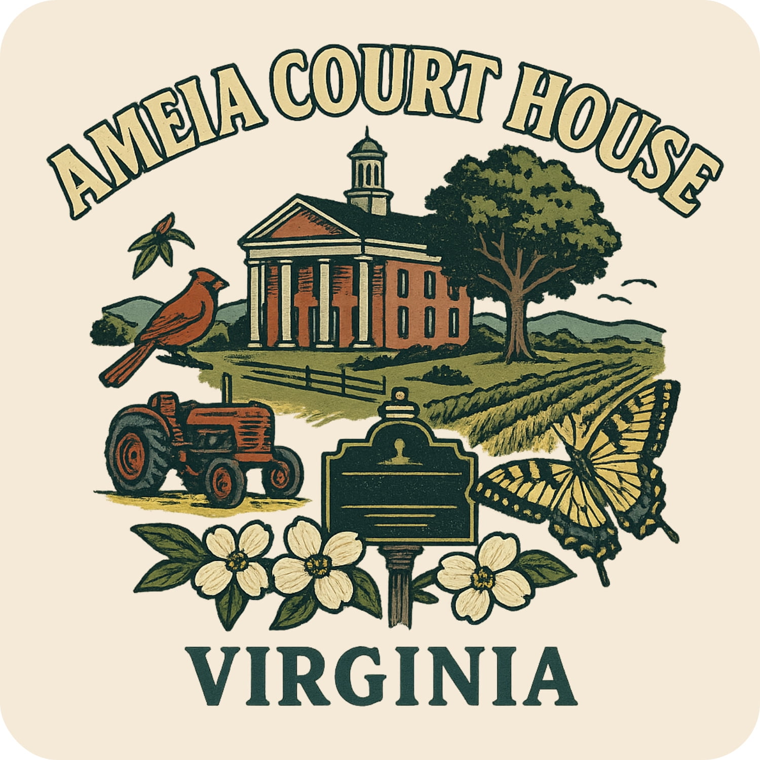 Amelia Court House Virginia Keepsakes Souvenir Vinyl Sticker ...