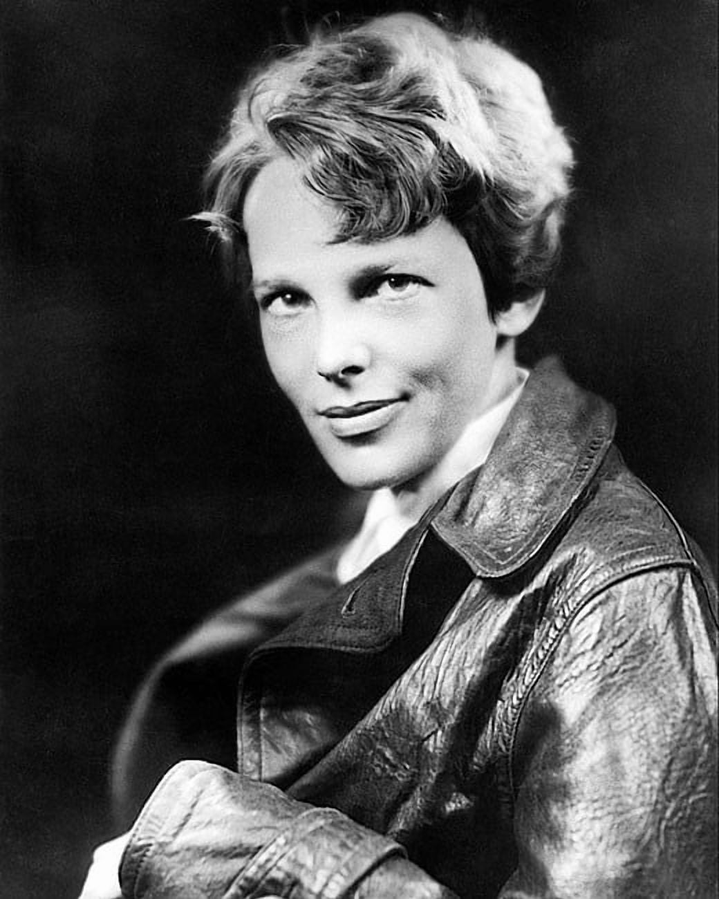Amelia Earhart Leather Jacket Portrait - 12x18 Inch Laminated Aviation ...