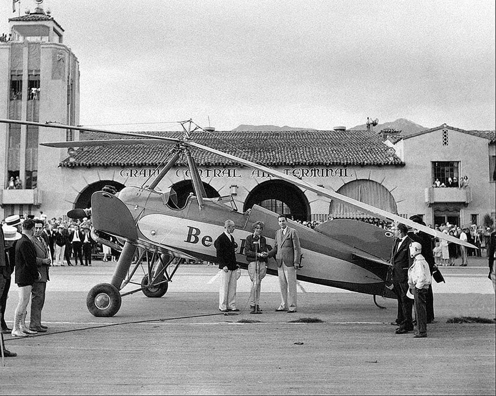 Amelia Earhart and PCA-2 Autogiro - 20x30 Inch Laminated Aviation ...