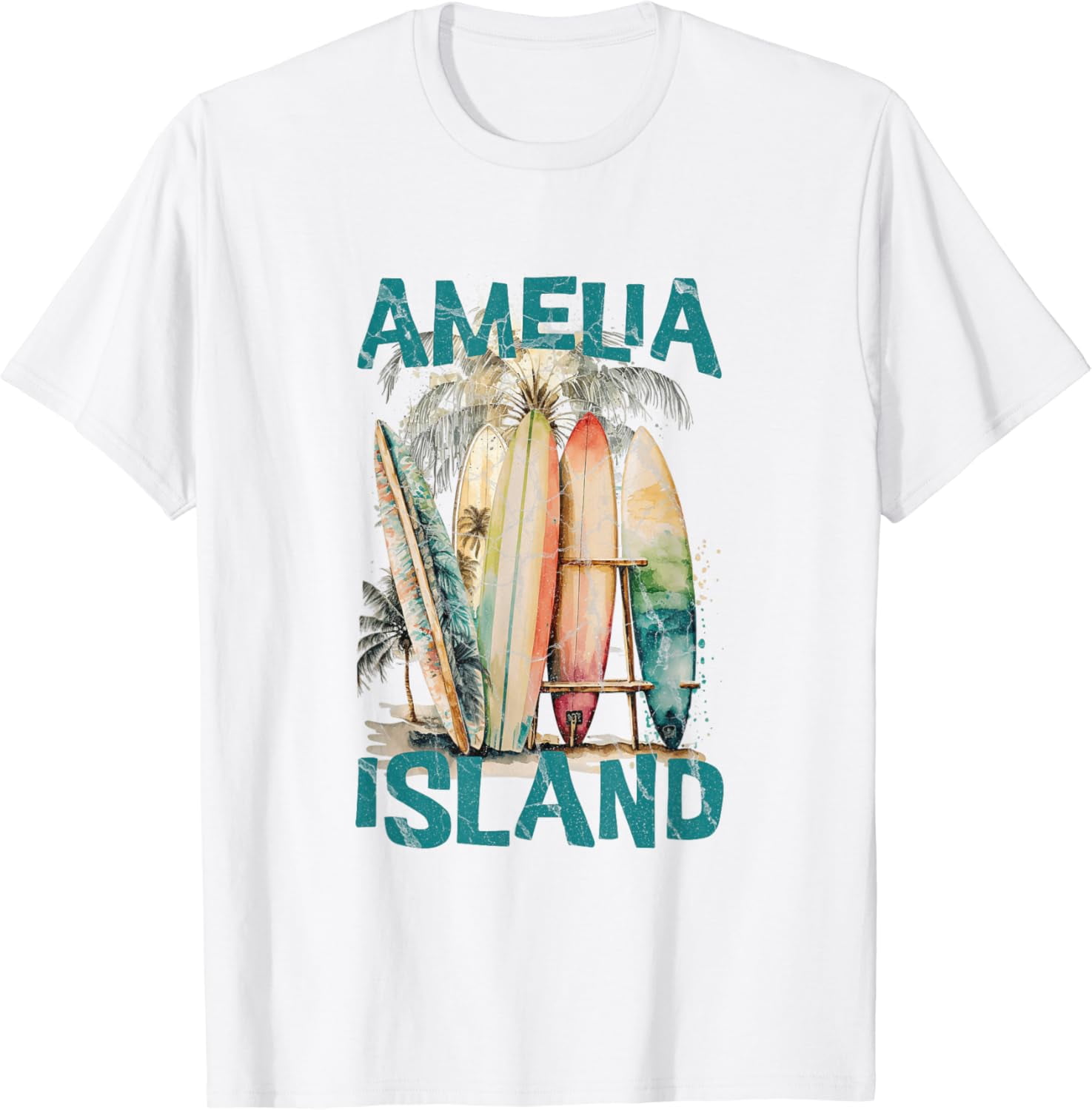 Amelia Island Florida Atlantic Coastline Barrier Beach Souvenir T-Shirt ...
