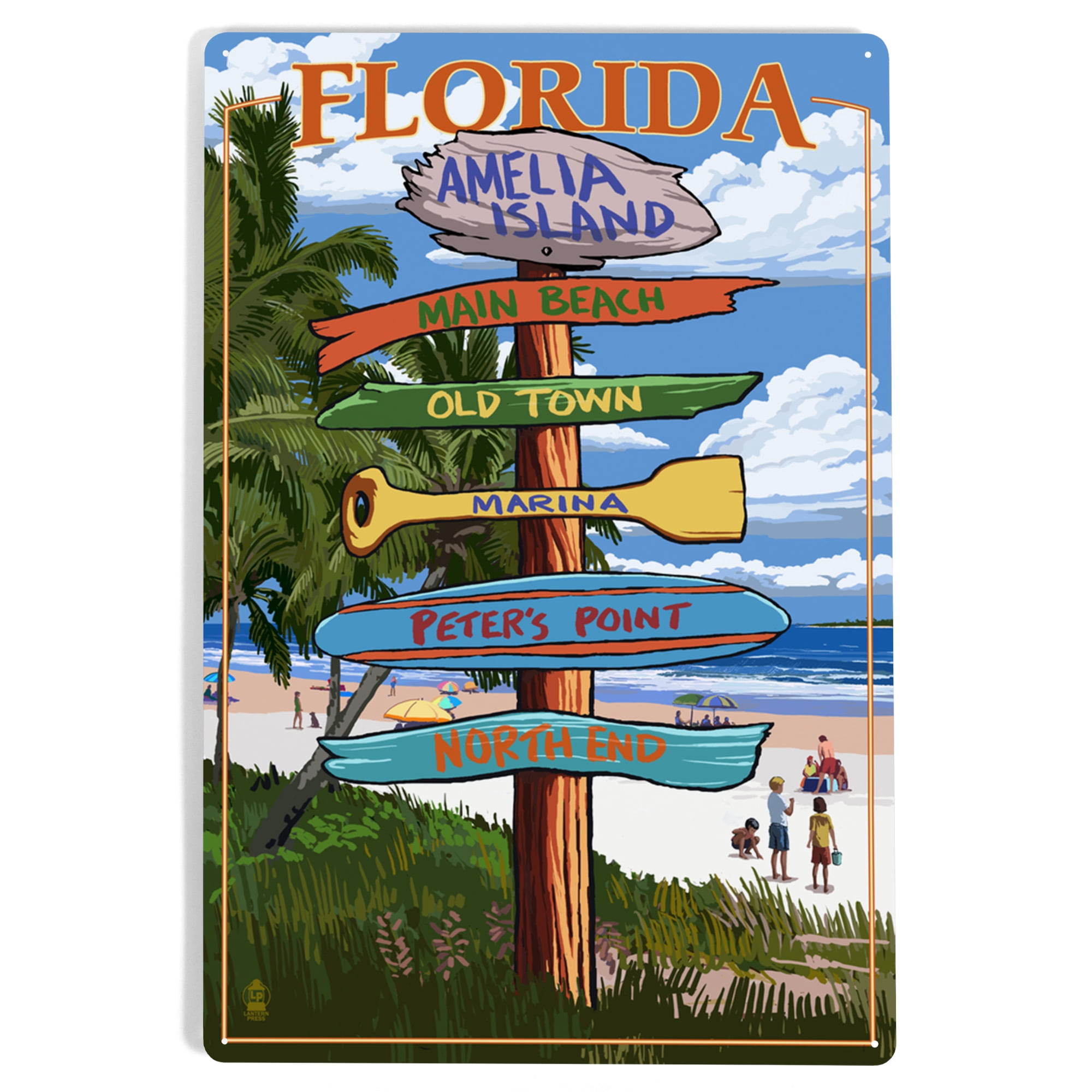 Amelia Island, Florida, Destinations Signpost (12x18 Aluminum Art ...