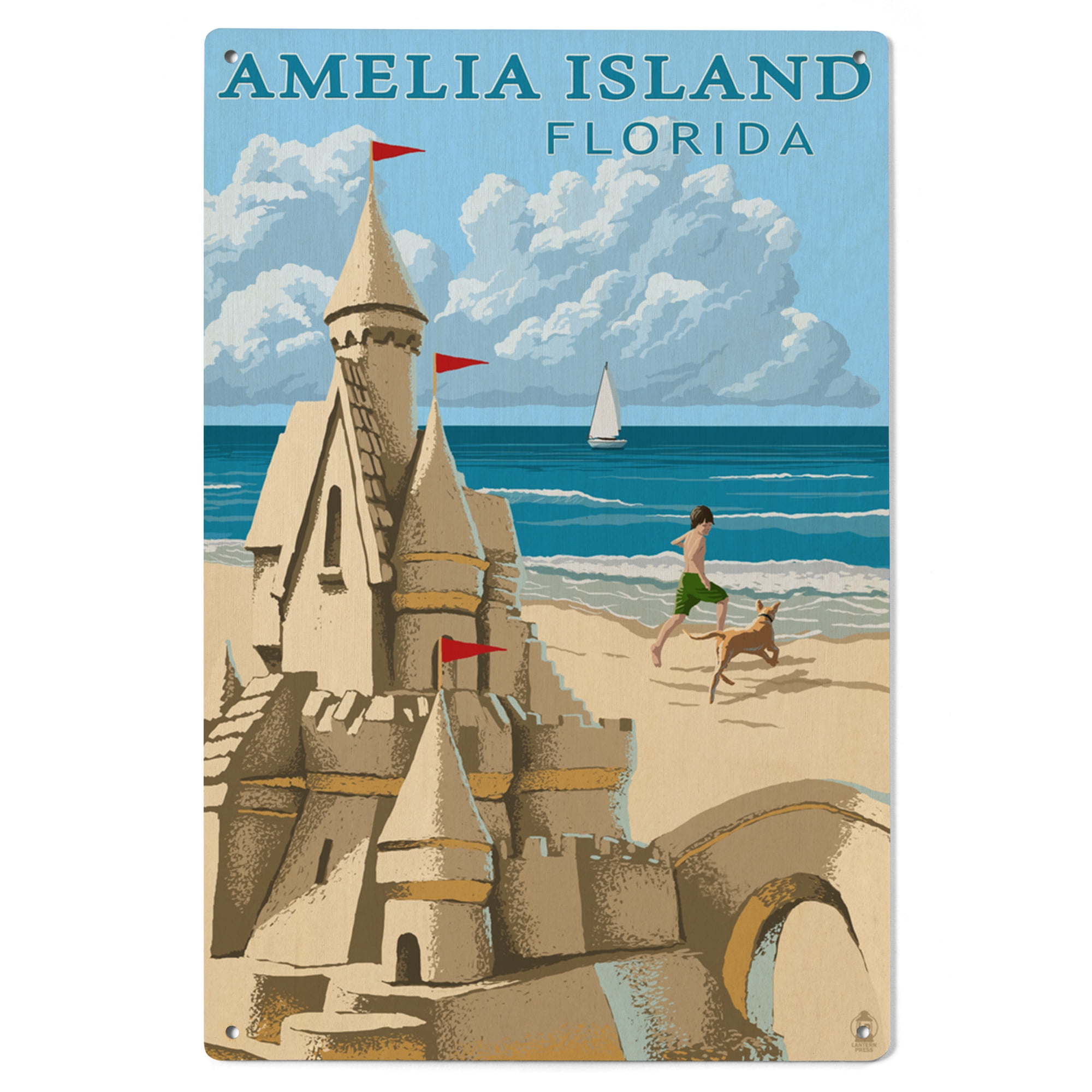 Amelia Island, Florida, Sandcastle Birch Wood Wall Sign (6x9 Rustic ...