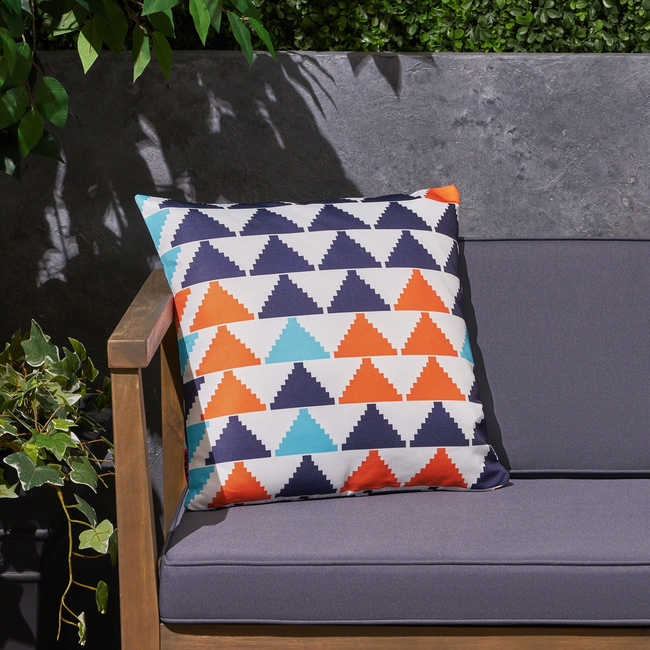 Amelia Outdoor Boho Triangle 17.75" Water Resistant Fabric Square ...