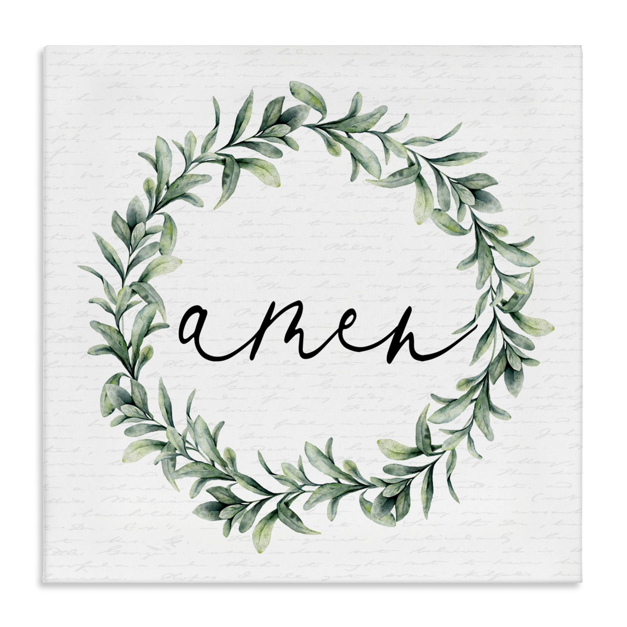 Amen Botanical Wreath & Script Canvas Wall Art, design by Lettered and ...