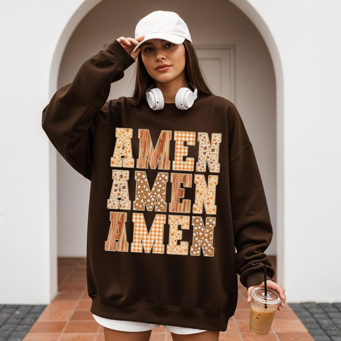 Amen, Christian Fall Sublimation Design, Retro Patchwork Scripture ...