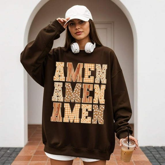 Amen, Christian Fall Sublimation Design, Retro Patchwork Scripture ...