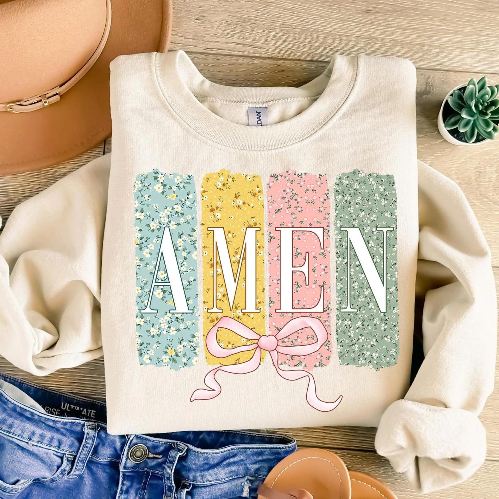 Amen Coquette Bow Shirt Christian Easter Shirt Amen Varsity Shirt ...