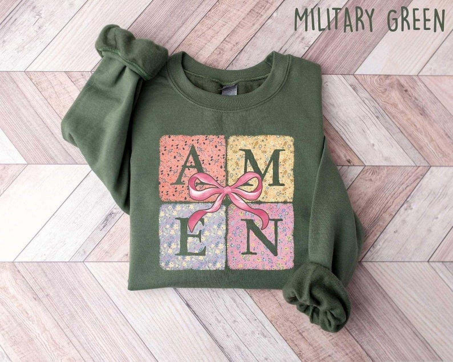 Amen Coquette Bow Sweatshirt, Christian Easter Shirt, Amen Varsity ...