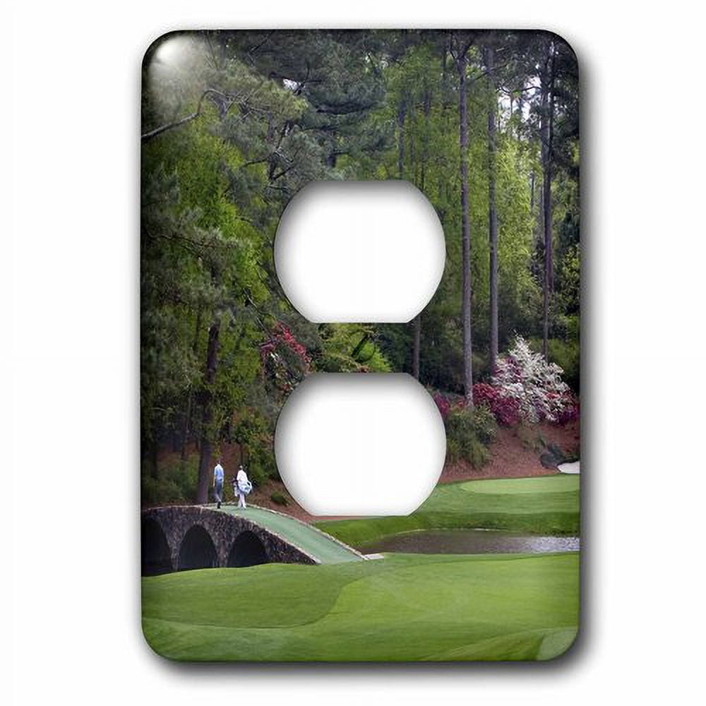 3dRose, Amen Corner in Augusta Georgia - Golfers on Bridge, 2 plug ...