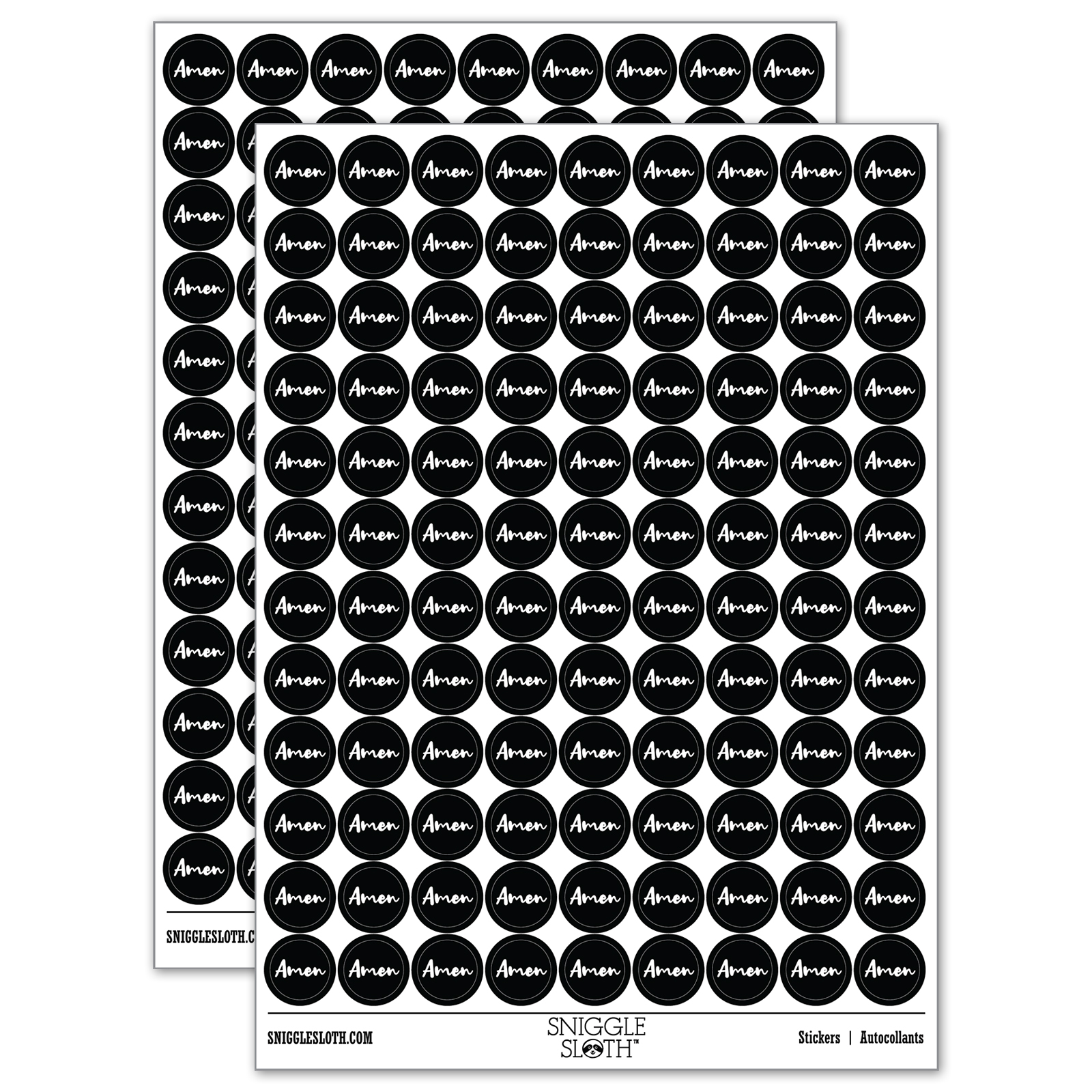 Amen Cursive Fun Text Prayer Praying 200+ Round Stickers - Black ...