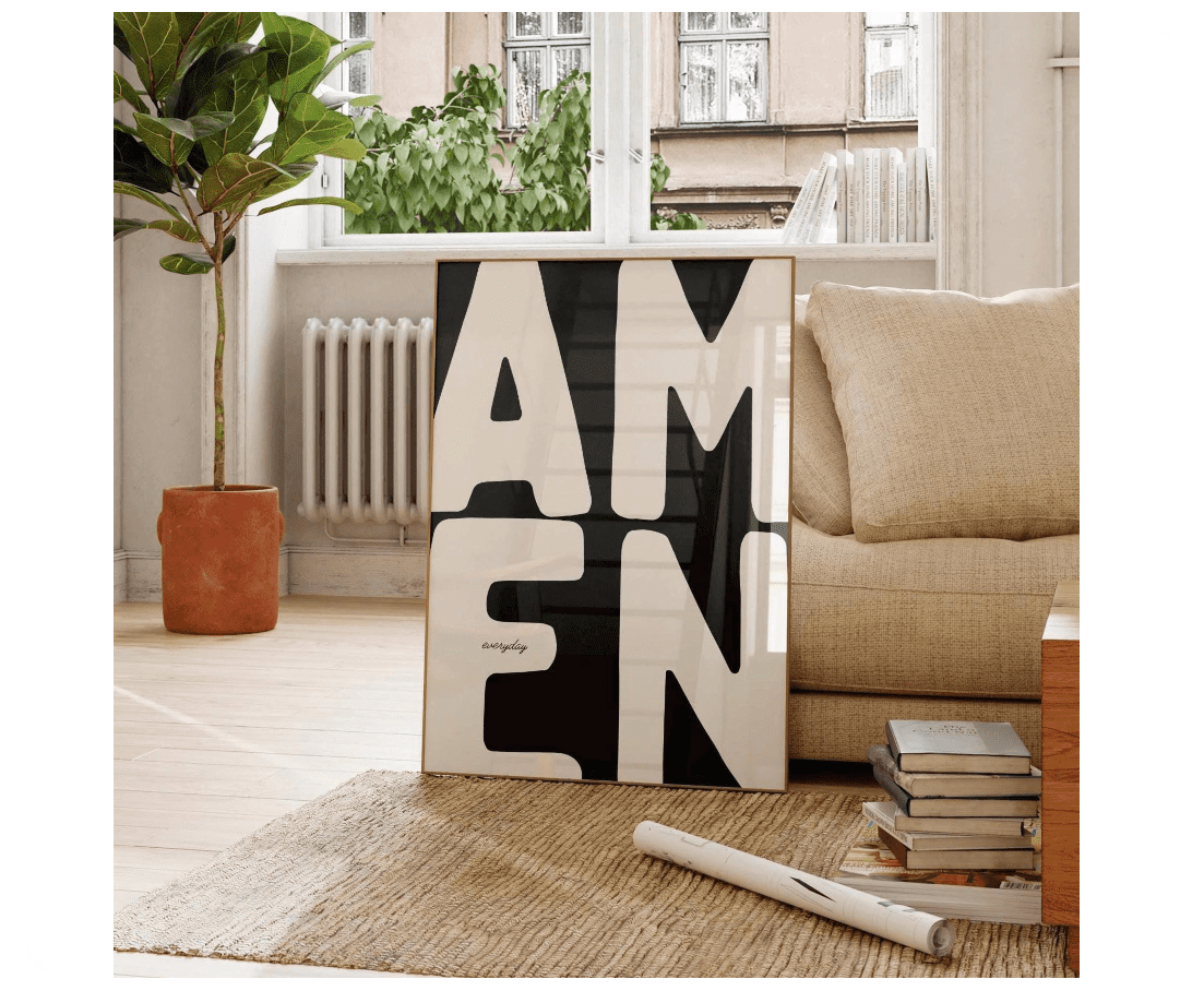 Amen Everyday Poster Christian Wall Art Modern Faith Quote Poster ...