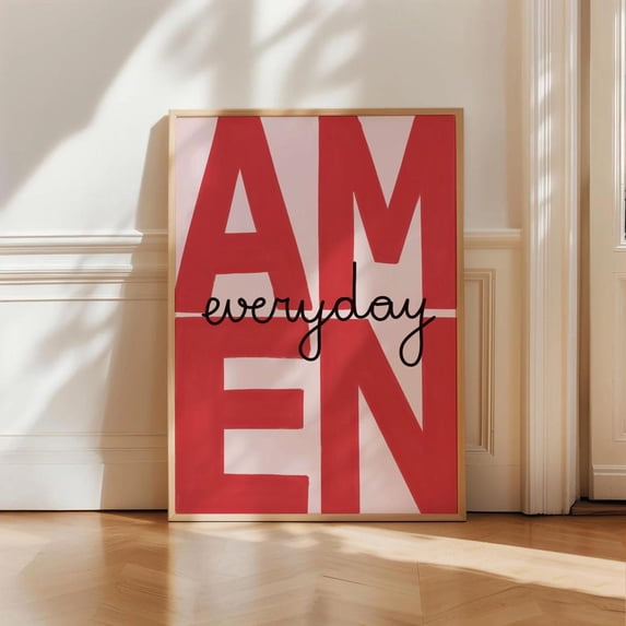 Amen Everyday Print, Christian Wall Art, Faith Based Decor, Red ...