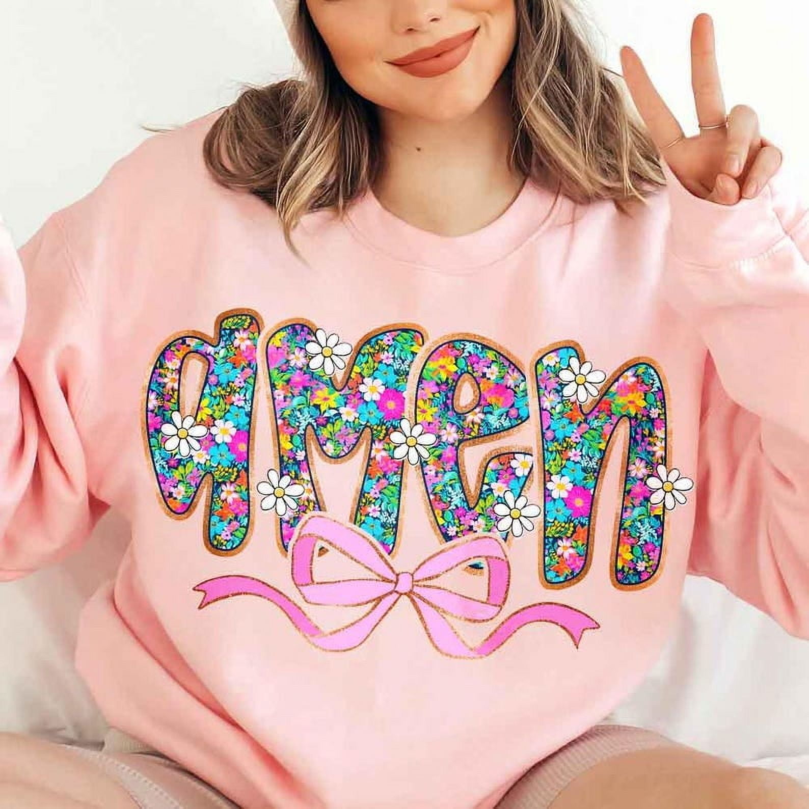 Amen Floral Easter Sweatshirt, Christian Bible Verse Shirt, Preppy ...