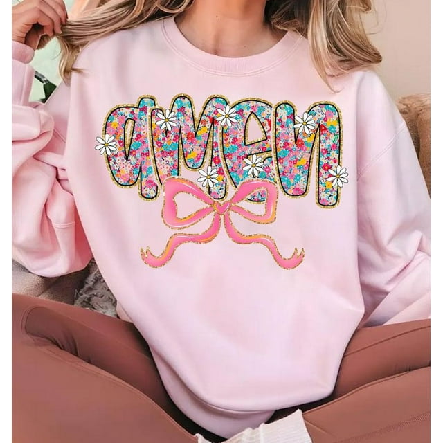 Amen Floral Glitter Easter Sweater, Preppy Christian Bible Verse Jesus ...