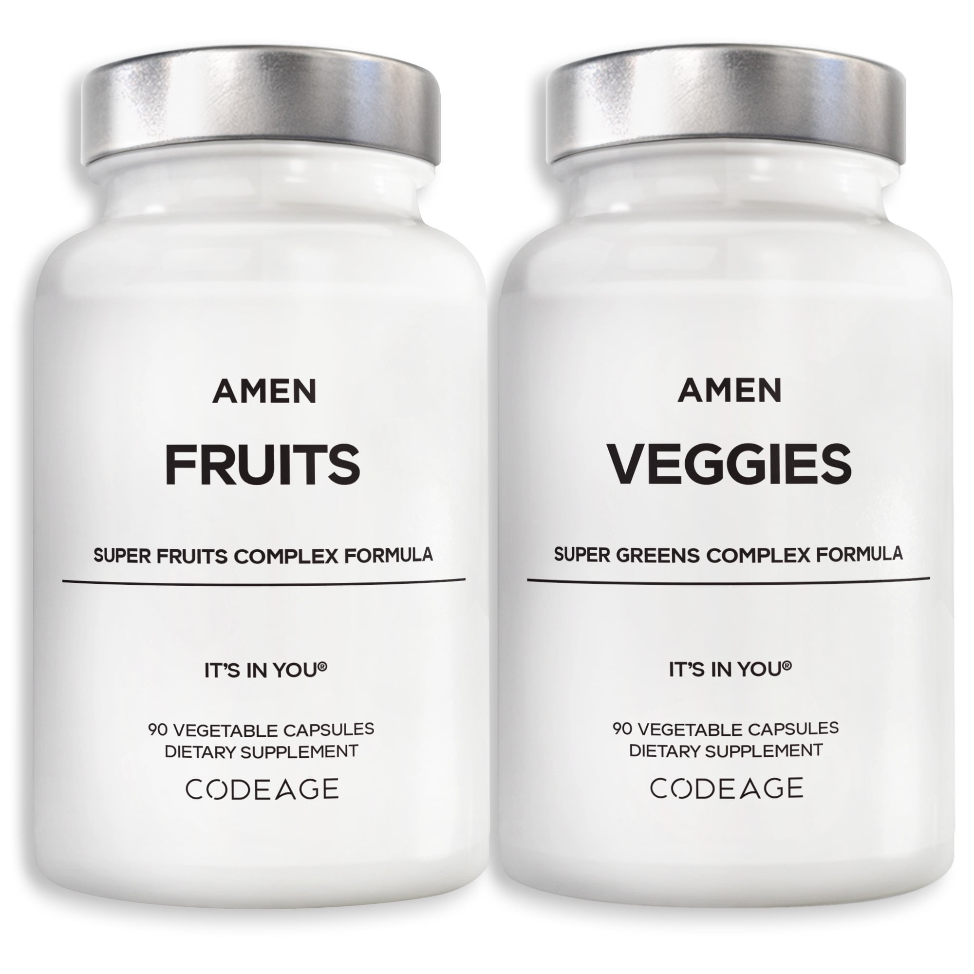 Amen Veggie Supplement Bundle, Daily Health Vitamins for Adults, Raw ...
