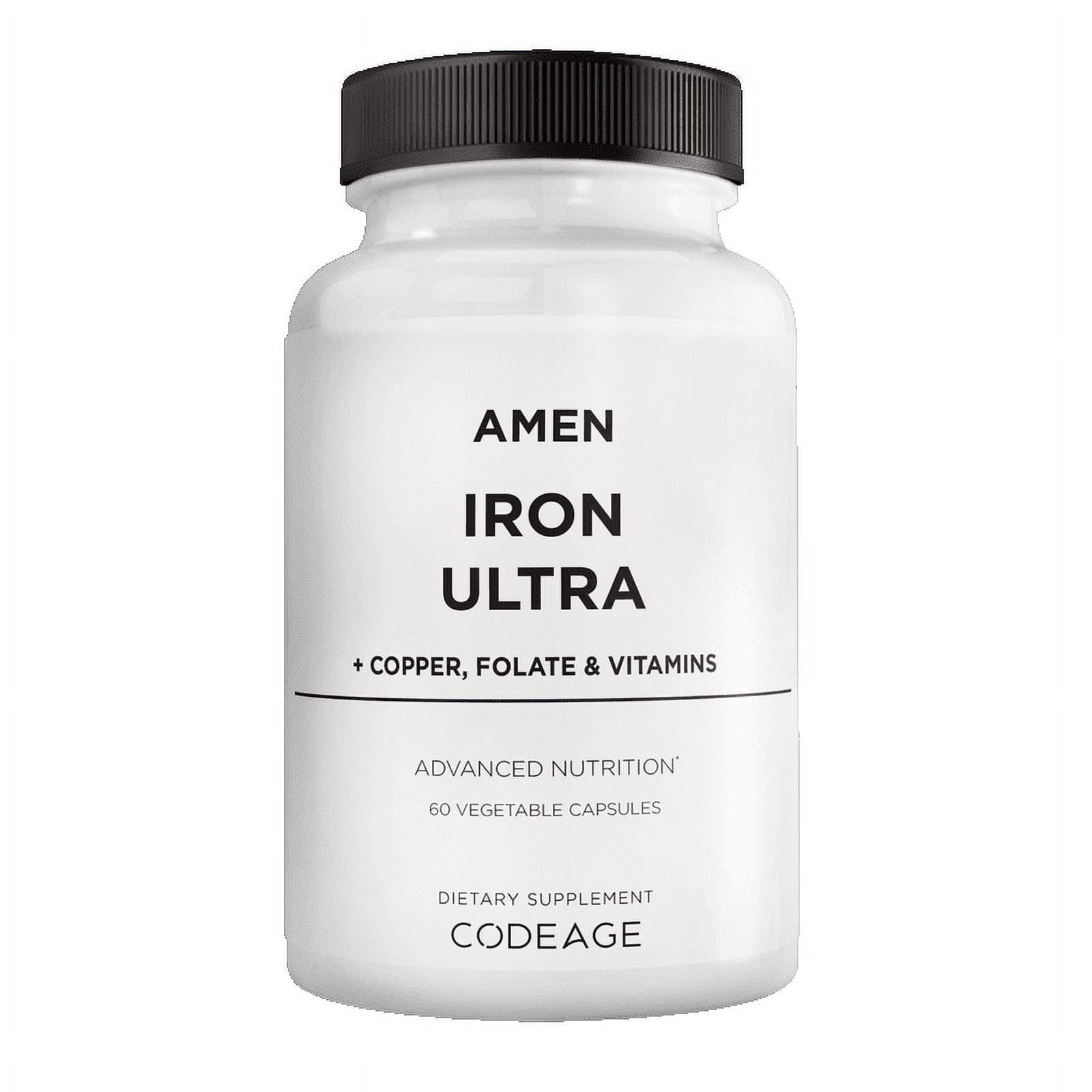 Codeage Amen Iron Ultra Supplement, 65mg Ferrous Sulfate, Copper ...